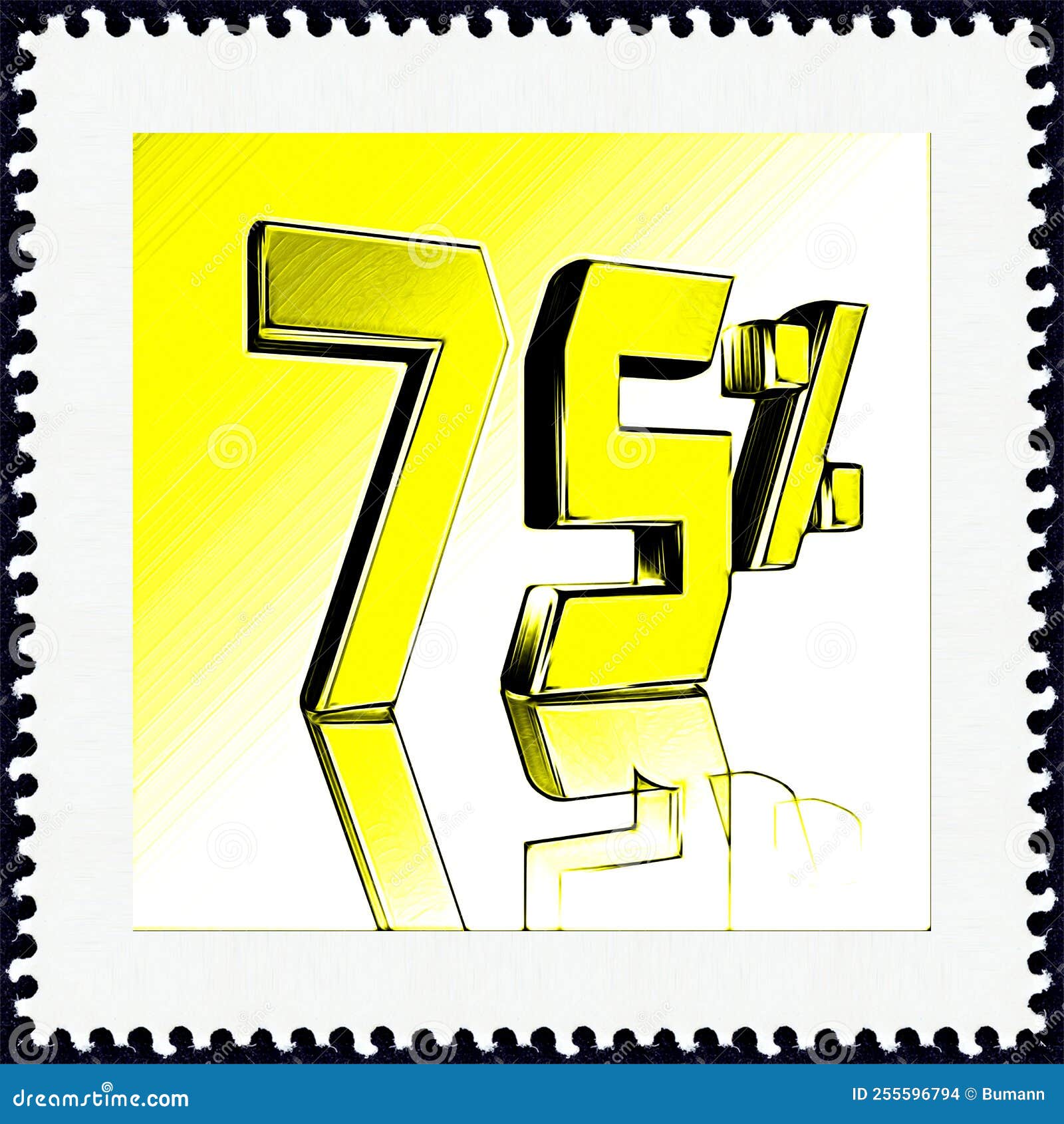 75 , 75 Percent As a 3D Illustration, 3D Rendering Stock Illustration ...