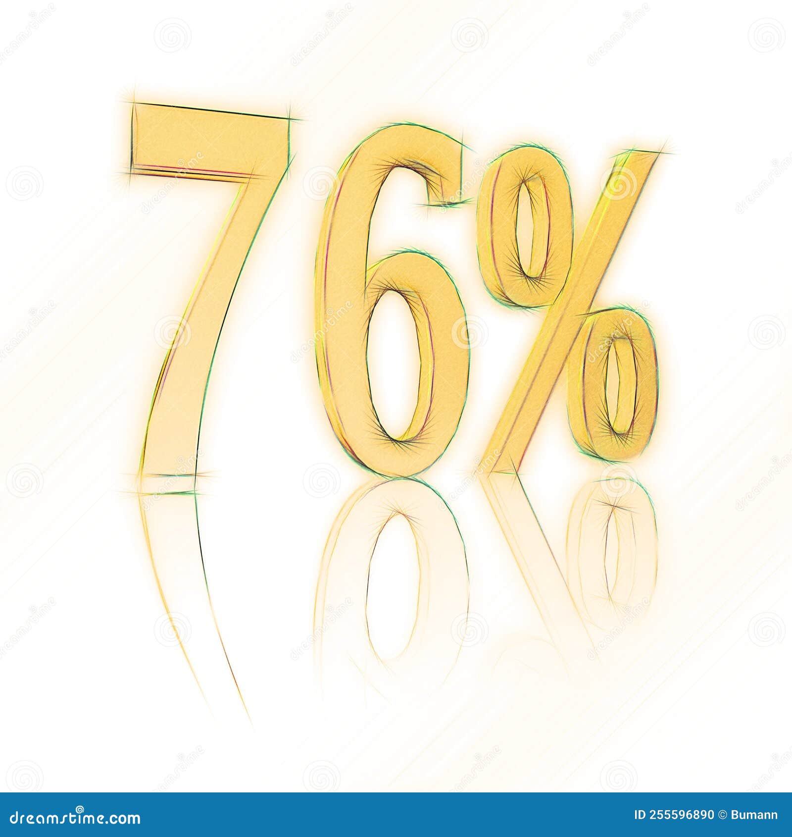 76 , 76 Percent As a 3D Illustration, 3D Rendering Stock Illustration ...