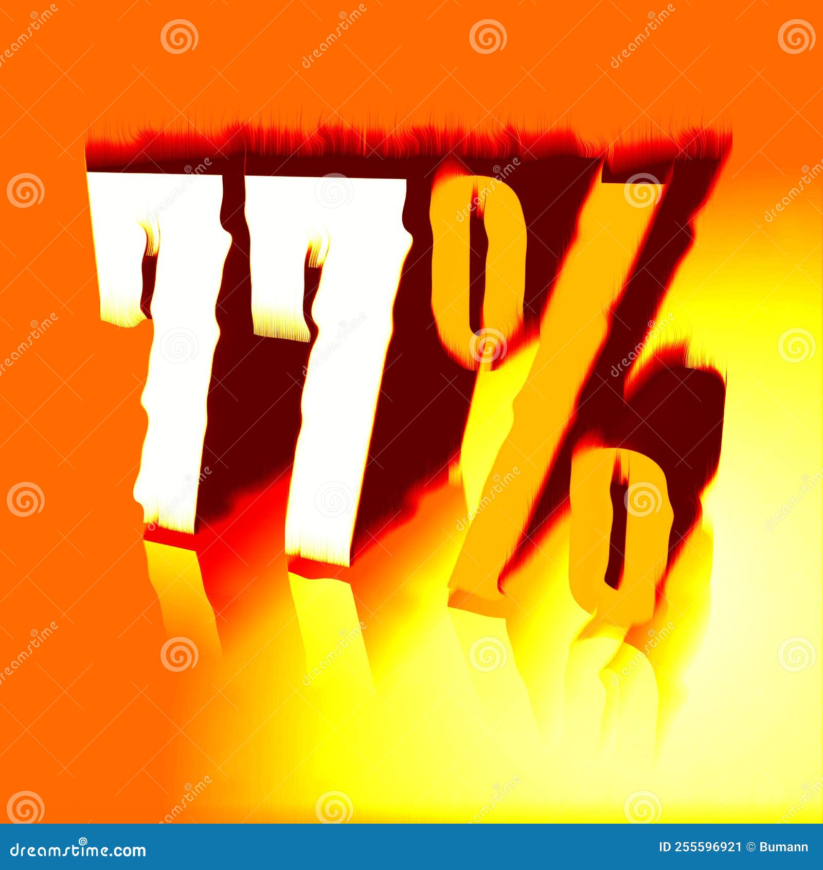77 , 77 Percent As a 3D Illustration, 3D Rendering Stock Illustration ...