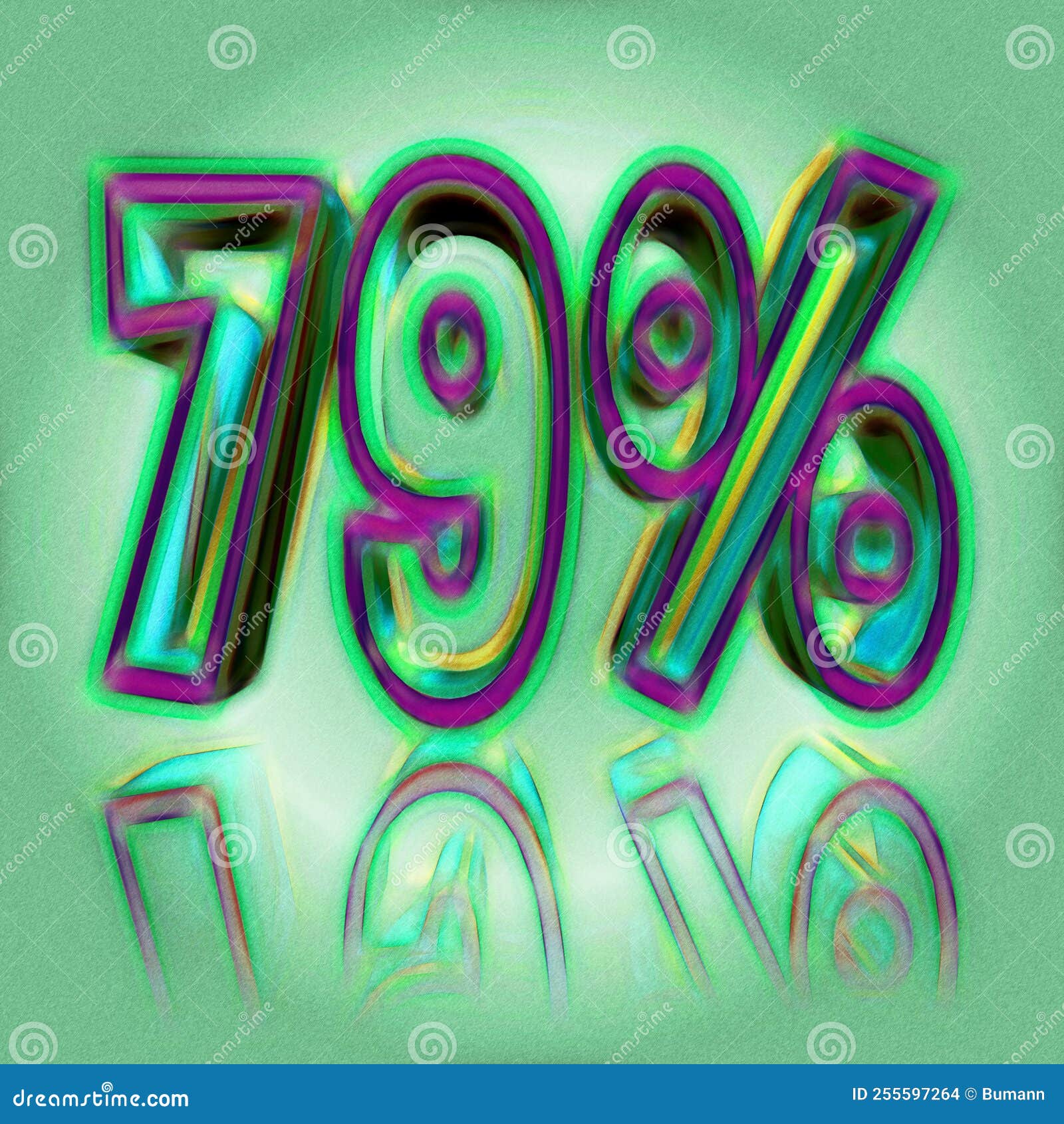 79 , 79 Percent As a 3D Illustration, 3D Rendering Stock Illustration ...