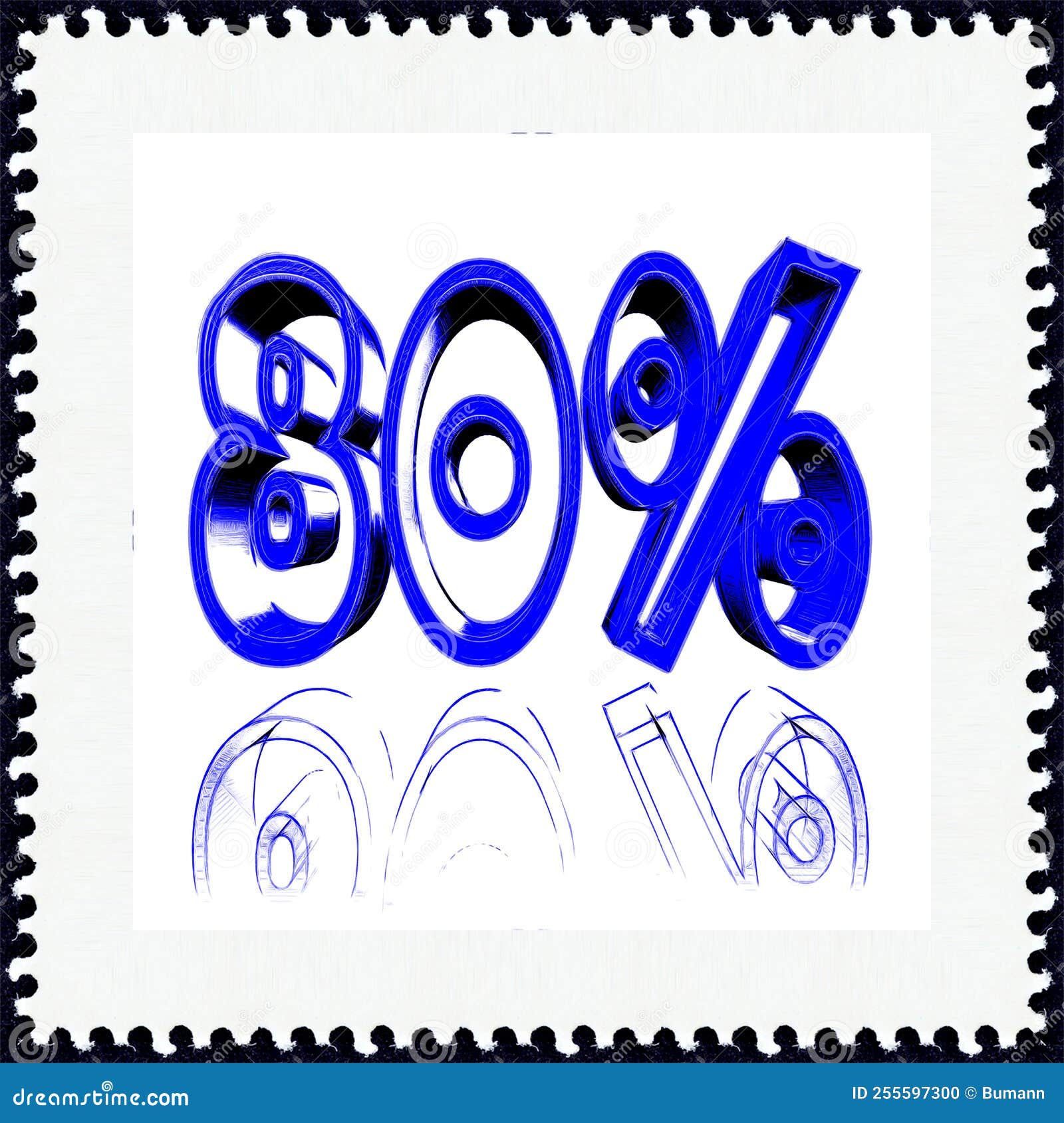 80 , 80 Percent As a 3D Illustration, 3D Rendering Stock Illustration ...