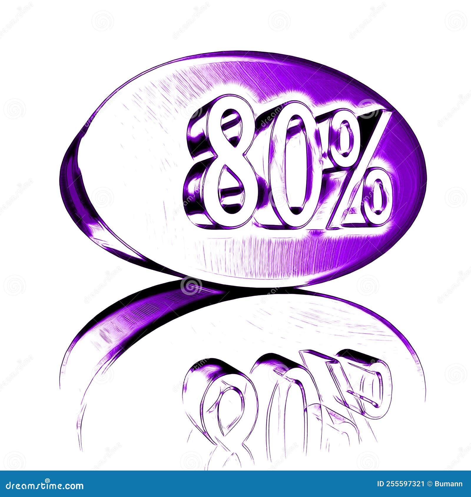 80 , 80 Percent As a 3D Illustration, 3D Rendering Stock Illustration ...