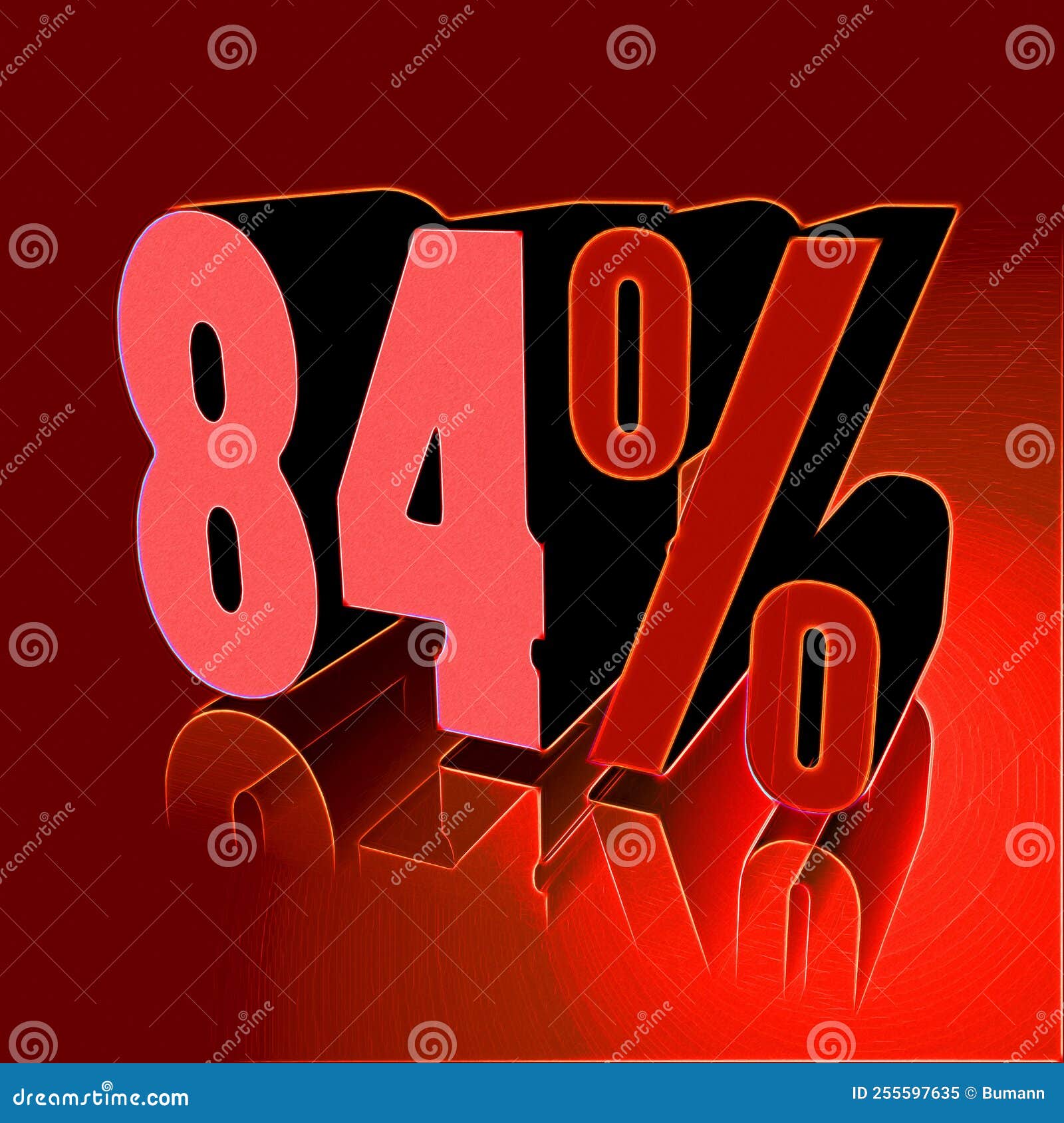 84 , 84 Percent As a 3D Illustration, 3D Rendering Stock Illustration ...