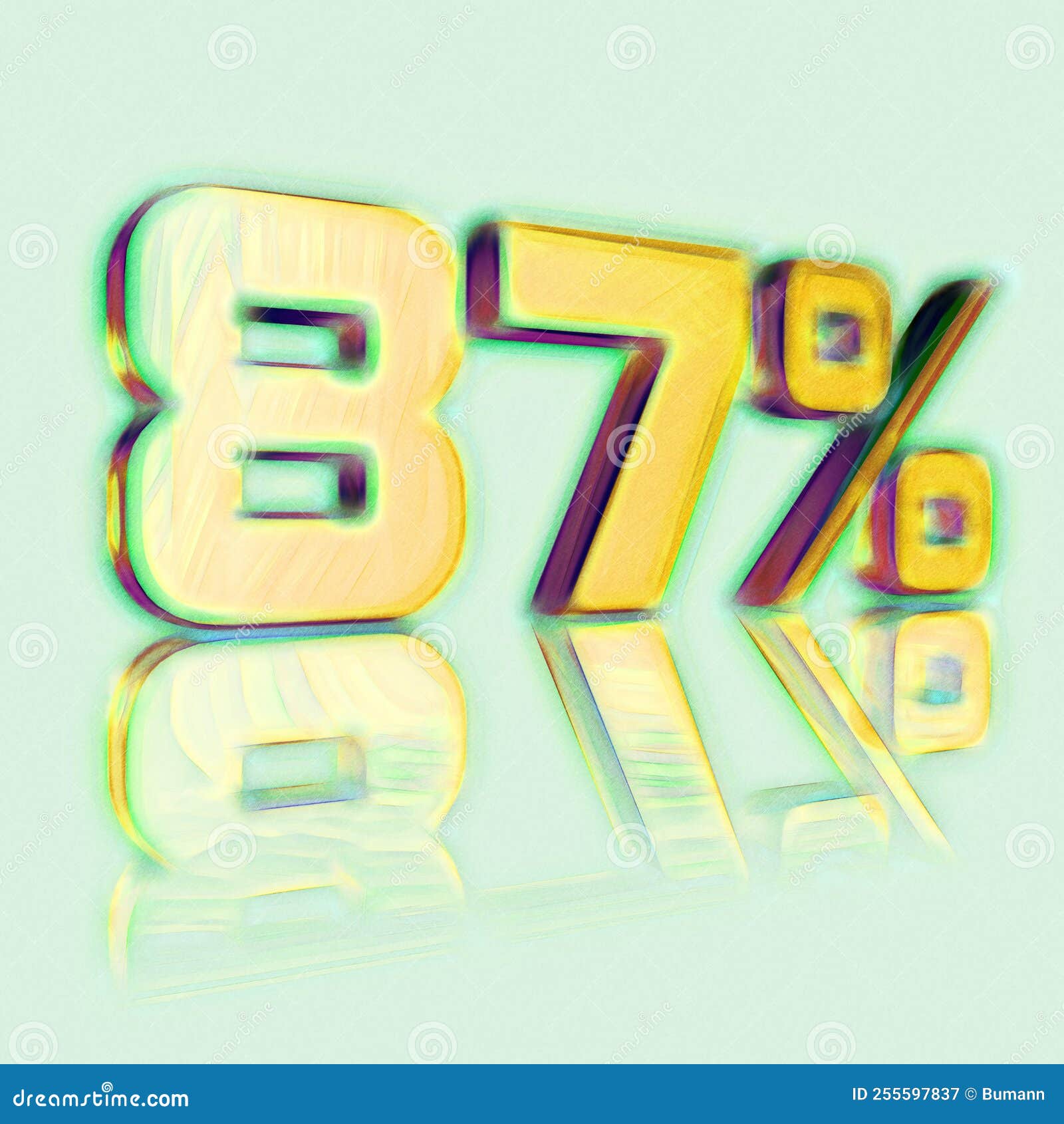 87 , 87 Percent As a 3D Illustration, 3D Rendering Stock Illustration ...