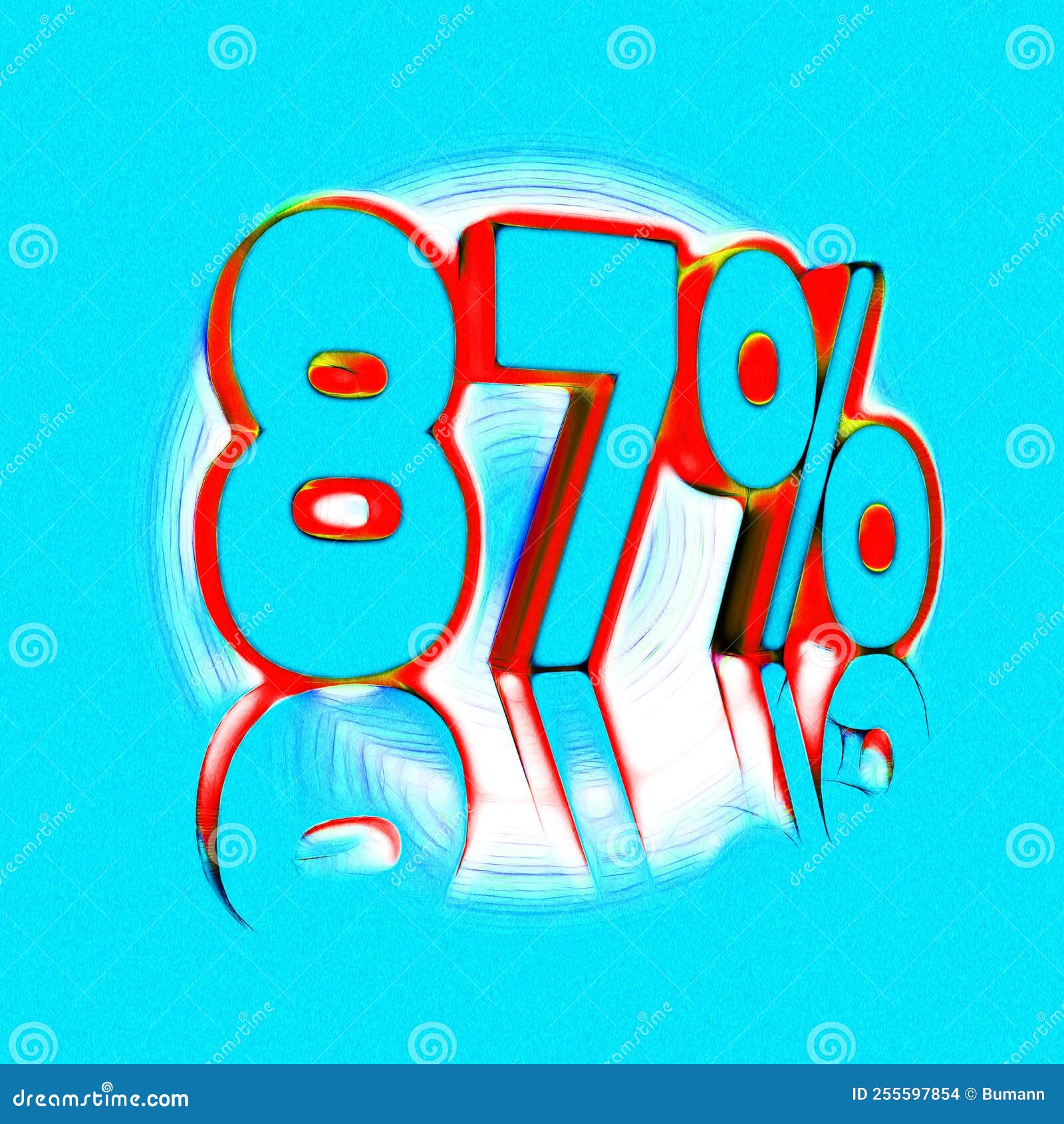 87 , 87 Percent As a 3D Illustration, 3D Rendering Stock Illustration ...