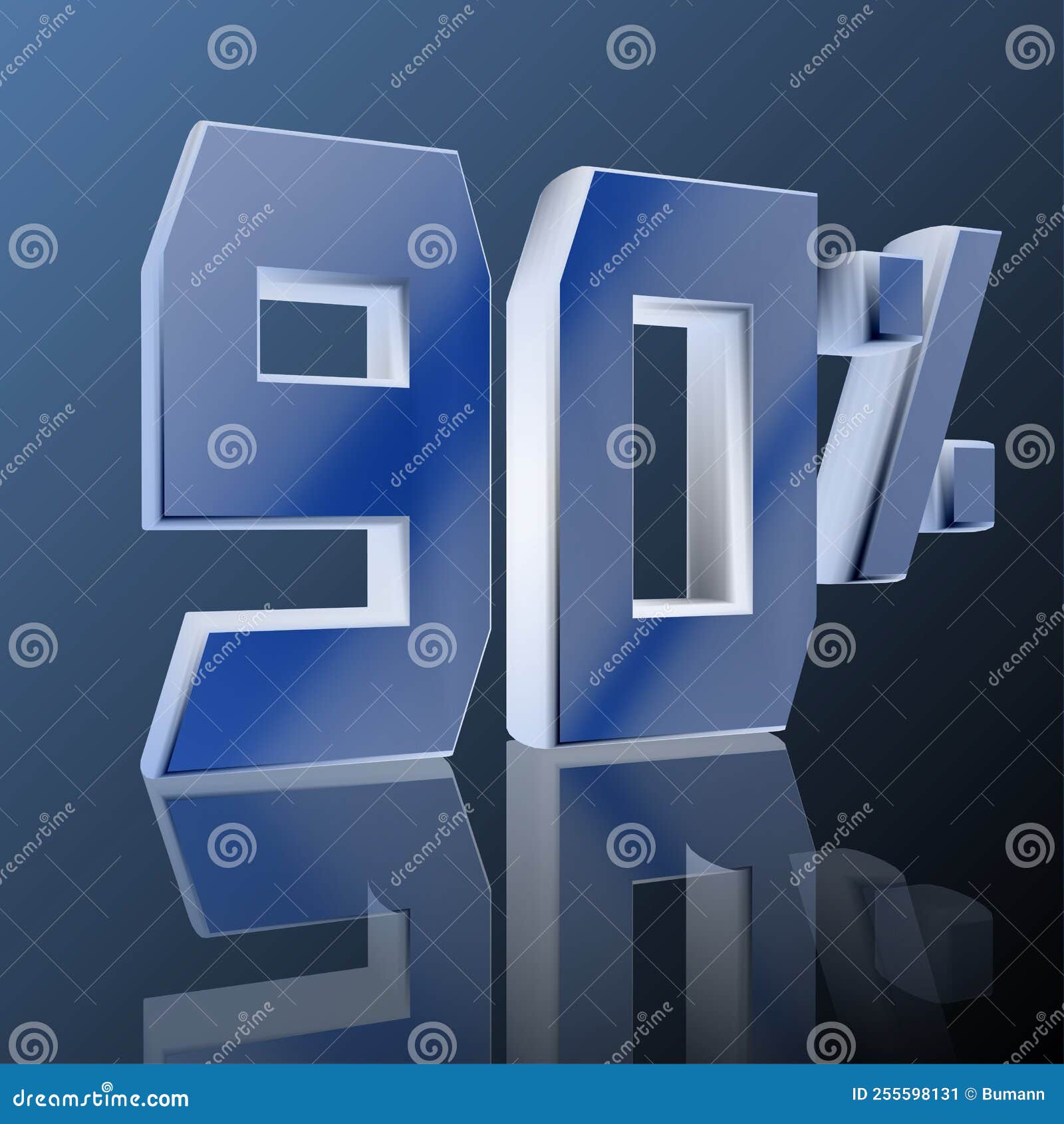 90 , 90 Percent As a 3D Illustration, 3D Rendering Stock Illustration ...