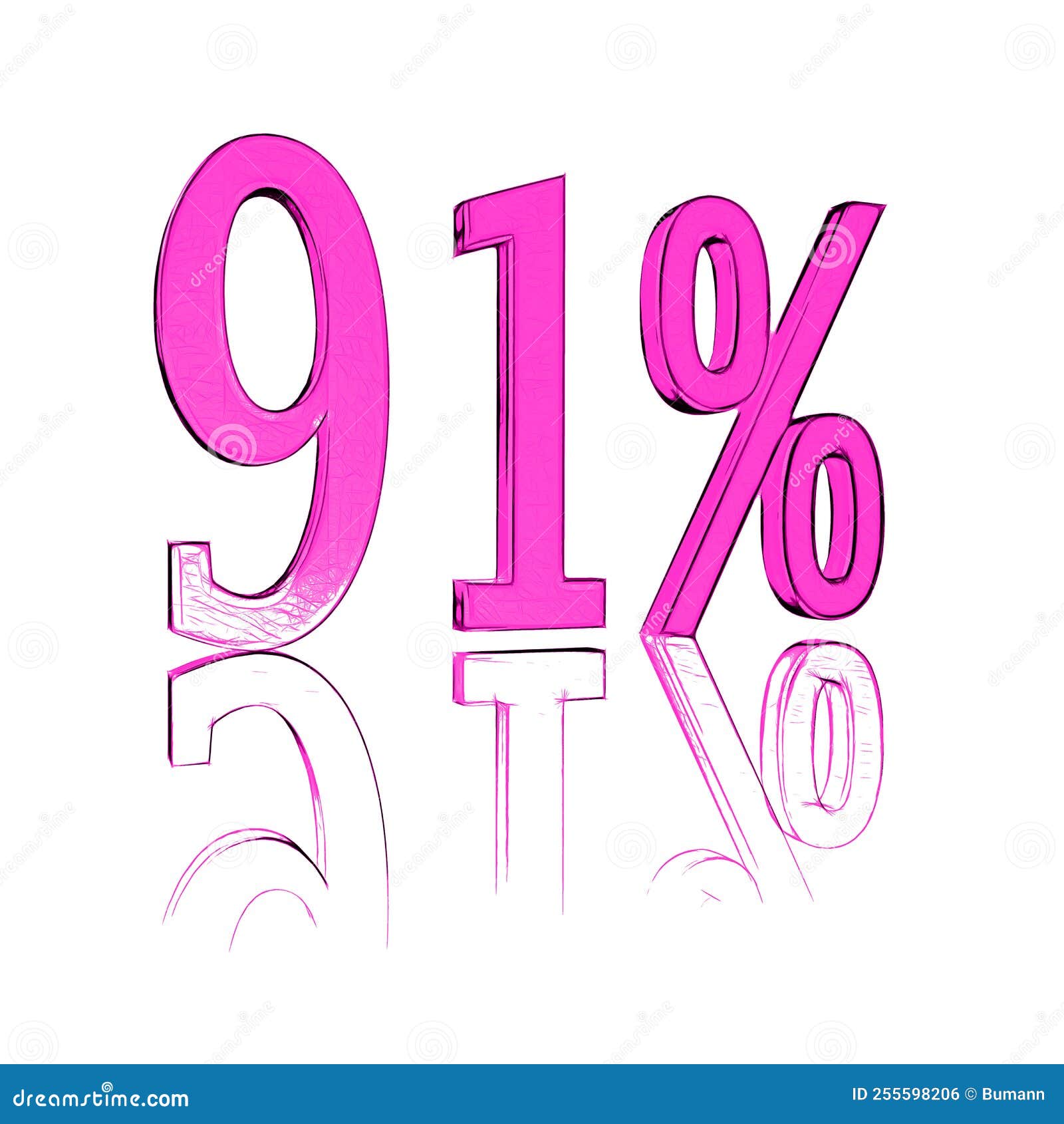 91 , 91 Percent As a 3D Illustration, 3D Rendering Stock Illustration ...