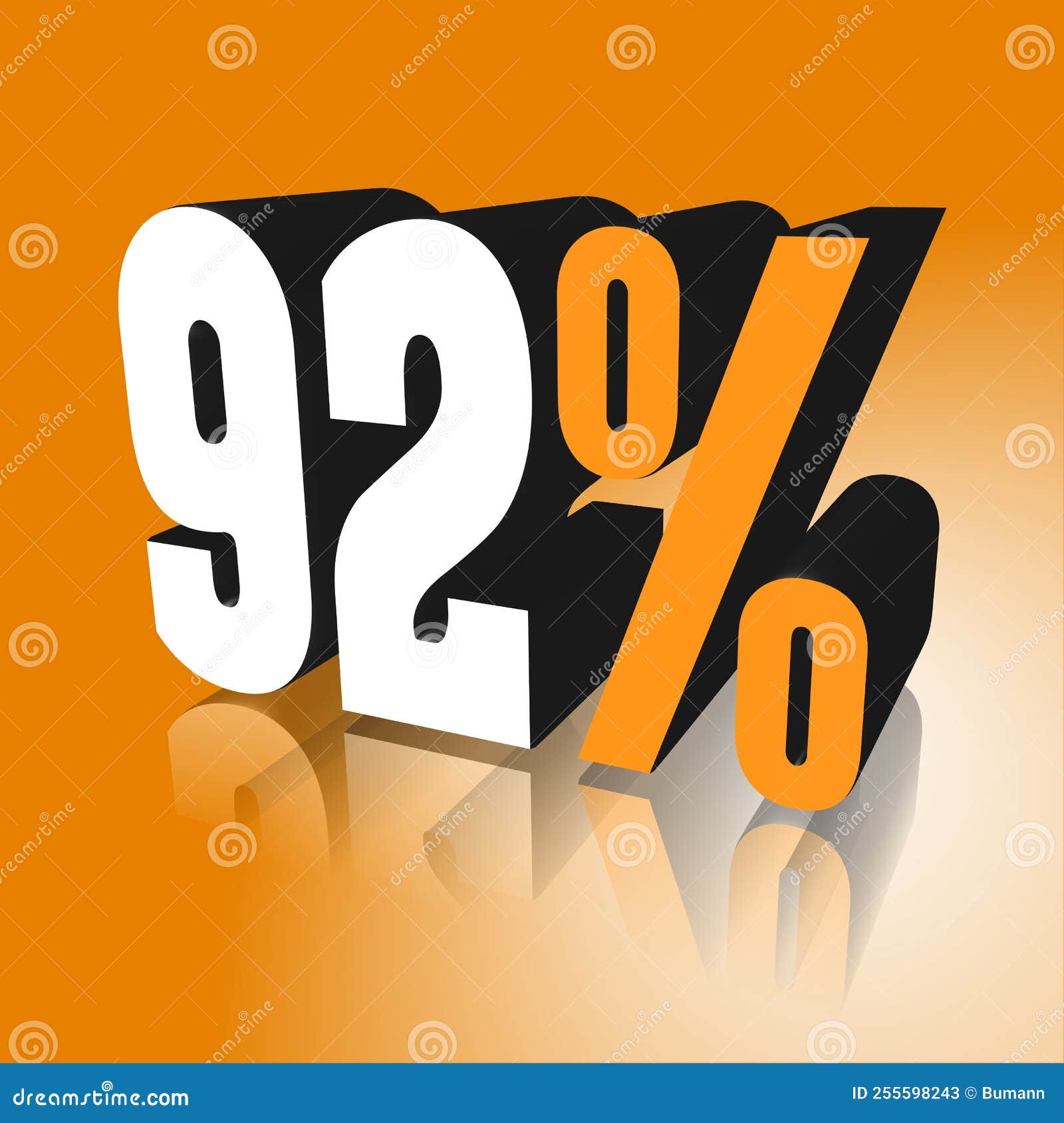 92 , 92 Percent As a 3D Illustration, 3D Rendering Stock Illustration ...