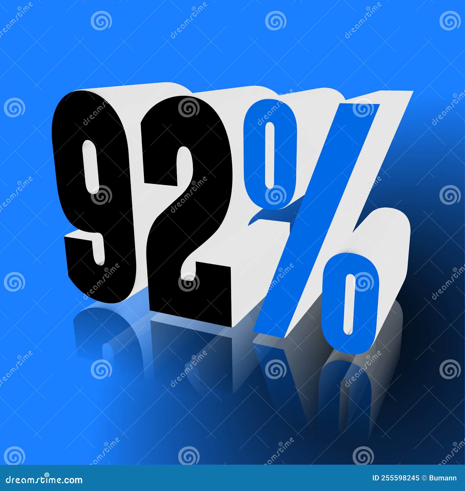 92 , 92 Percent As a 3D Illustration, 3D Rendering Stock Illustration ...