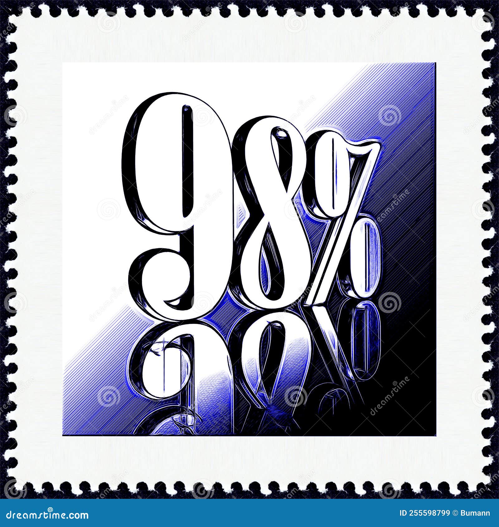 98 , 98 Percent As a 3D Illustration, 3D Rendering Stock Illustration ...