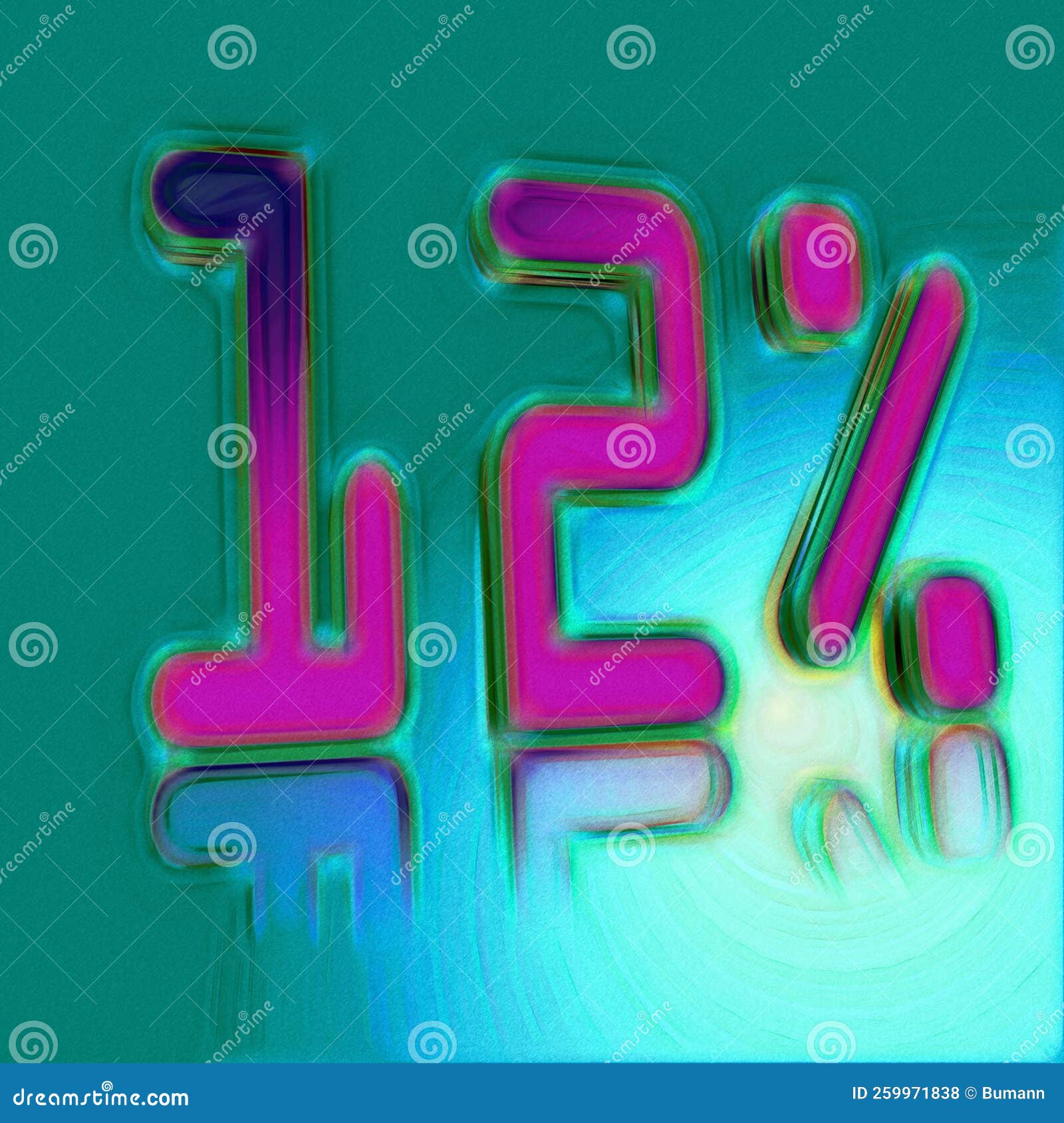 12 , 12 Percent As a 3D Illustration, 3D Rendering Stock Illustration ...