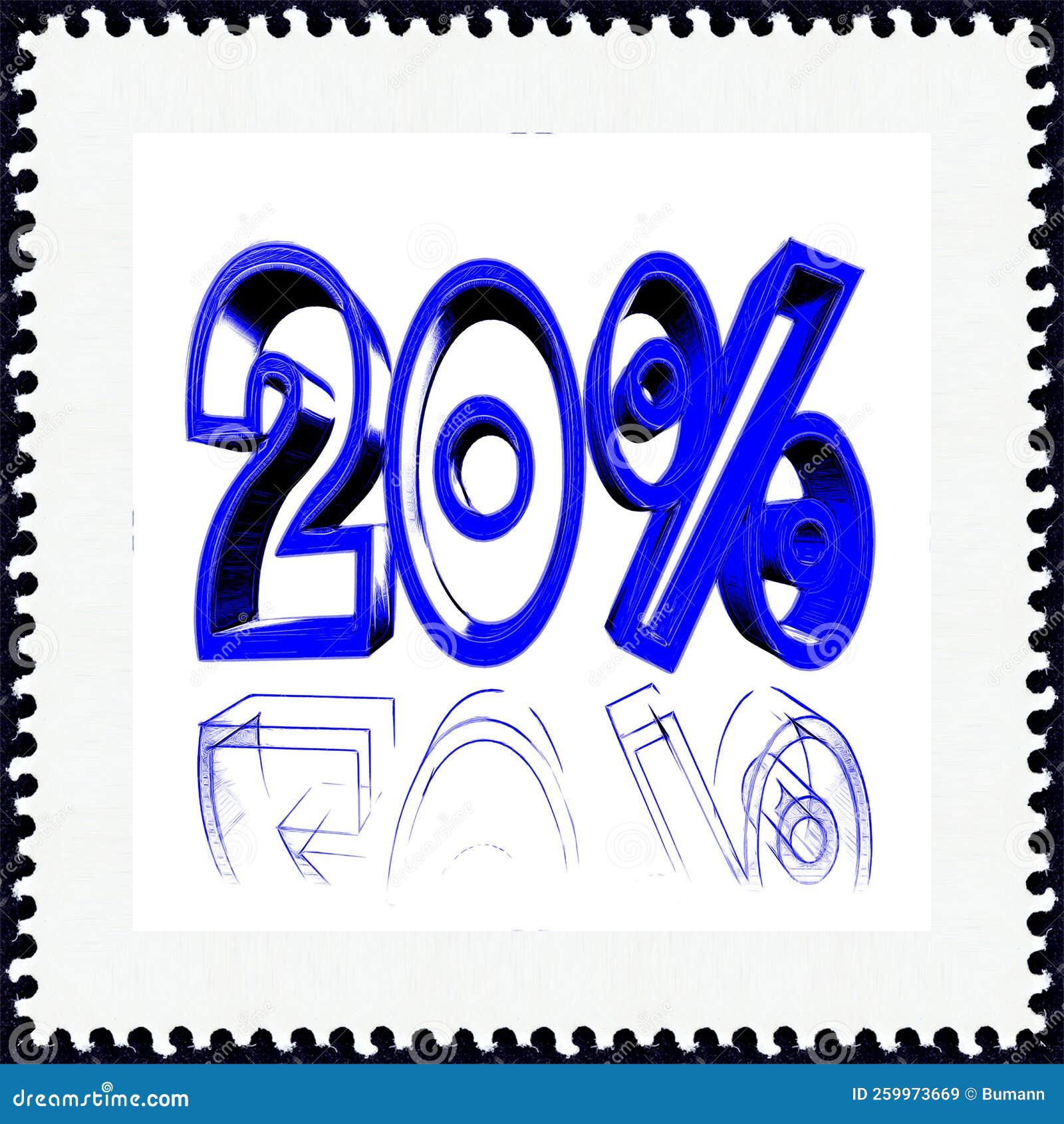 20 , 20 Percent As a 3D Illustration, 3D Rendering Stock Illustration ...