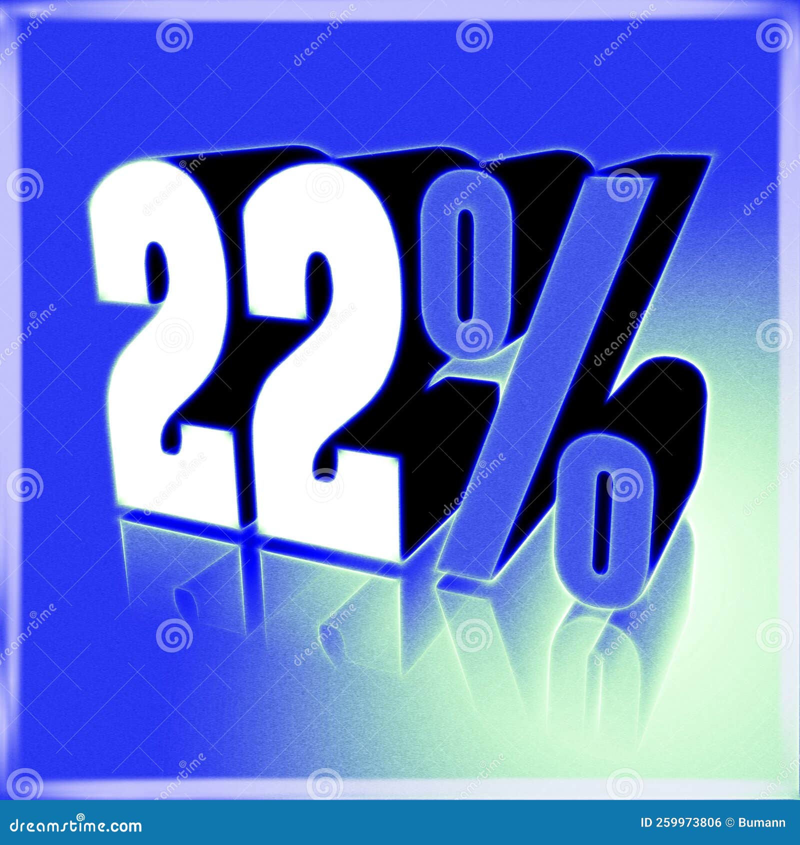 22 , 22 Percent As a 3D Illustration, 3D Rendering Stock Illustration ...