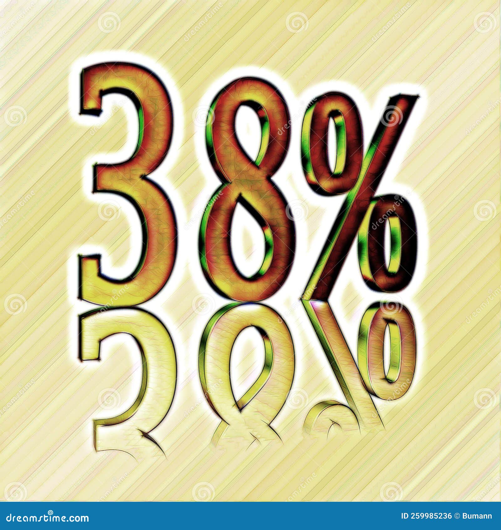 38 , 38 Percent As a 3D Illustration, 3D Rendering Stock Illustration ...