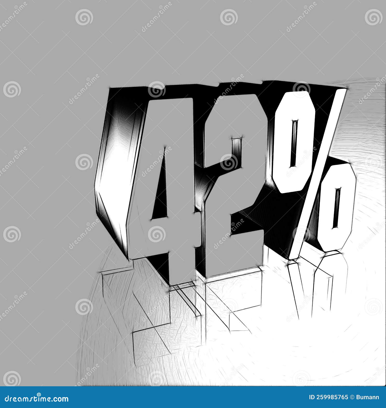 42 , 42 Percent As a 3D Illustration, 3D Rendering Stock Illustration ...