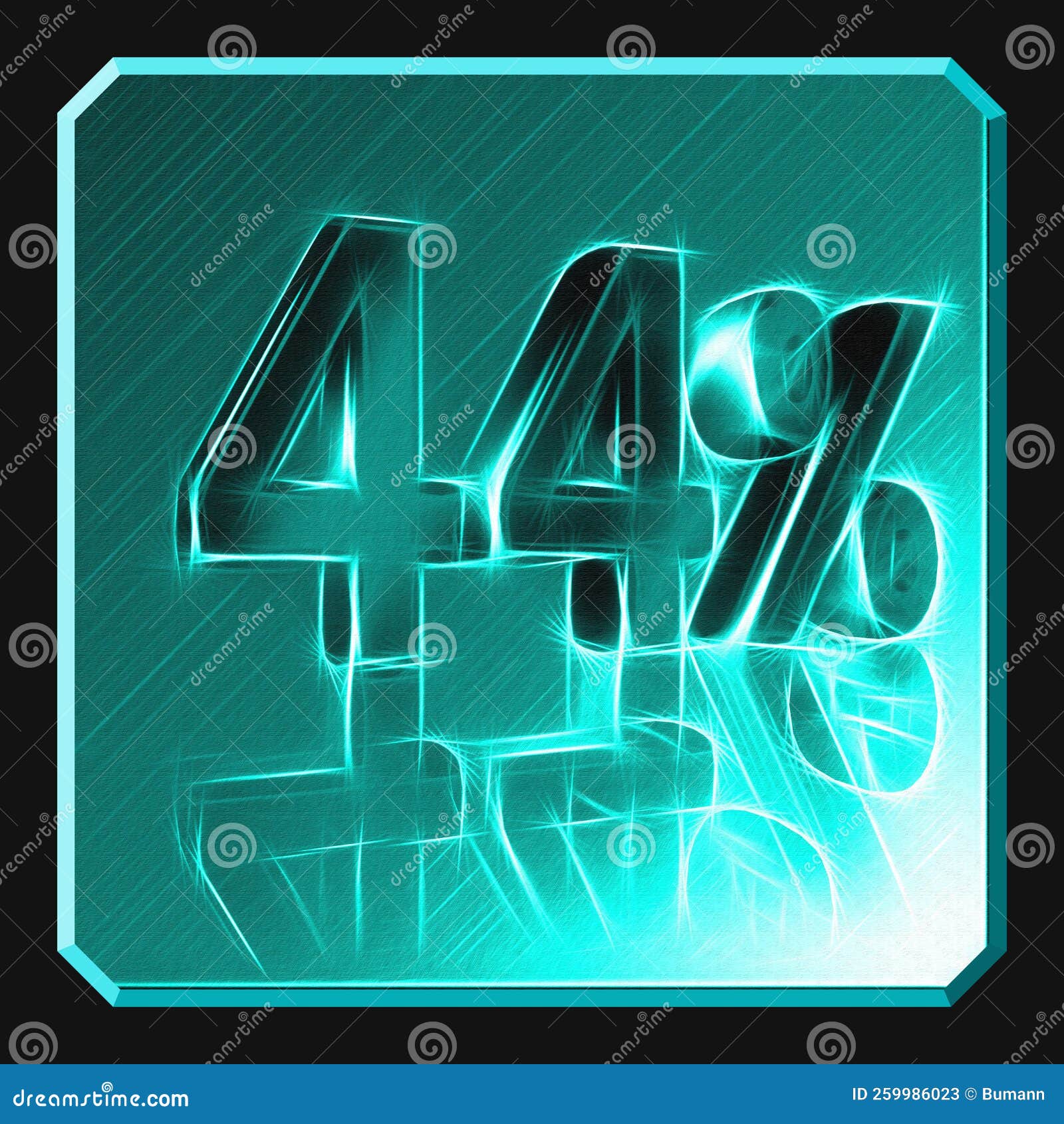 44 , 44 Percent As a 3D Illustration, 3D Rendering Stock Illustration ...