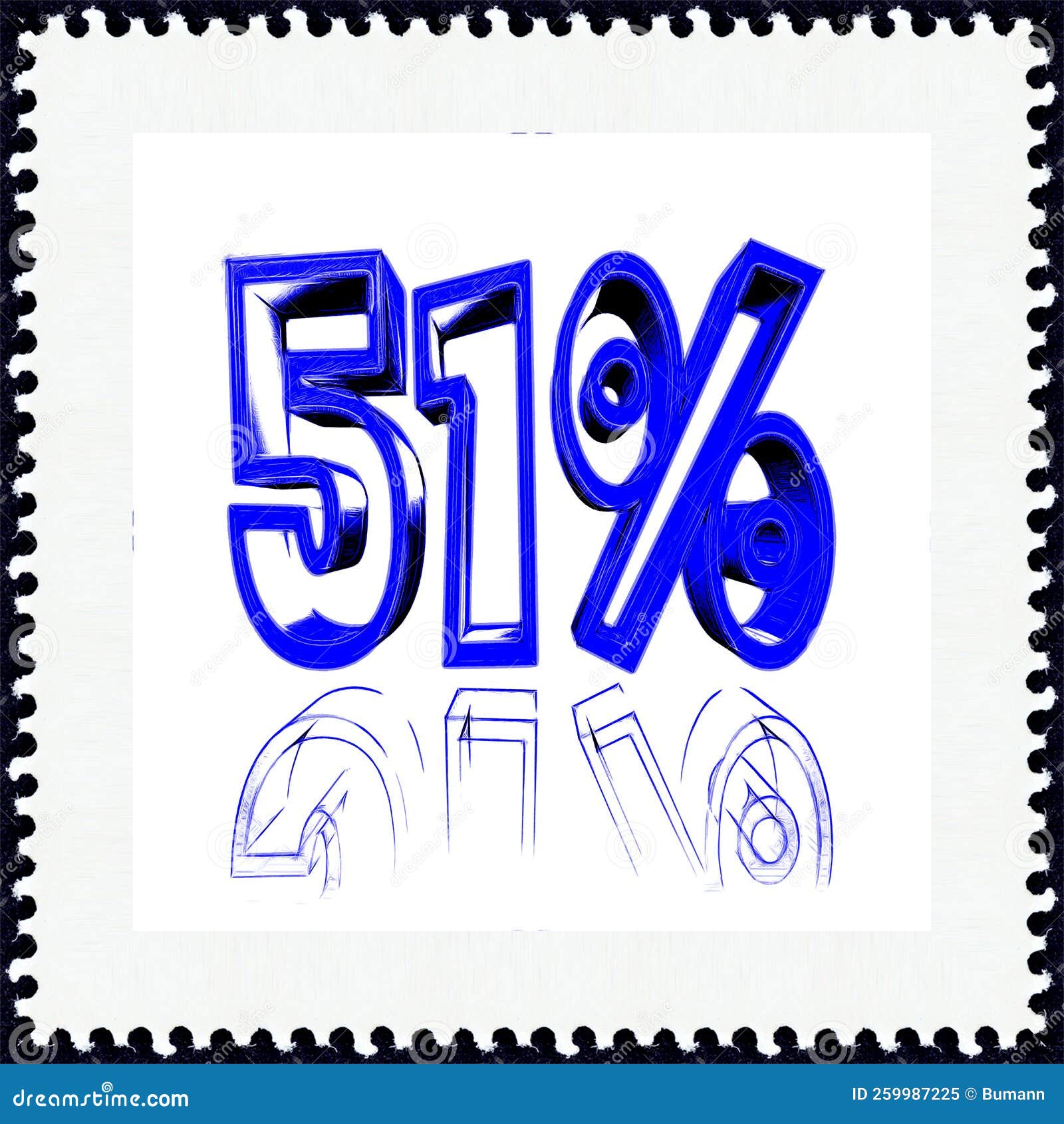 51 , 51 Percent As a 3D Illustration, 3D Rendering Stock Illustration ...