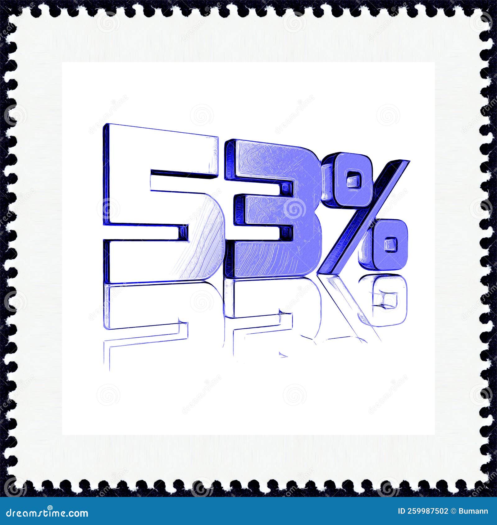 53 , 53 Percent As a 3D Illustration, 3D Rendering Stock Illustration ...