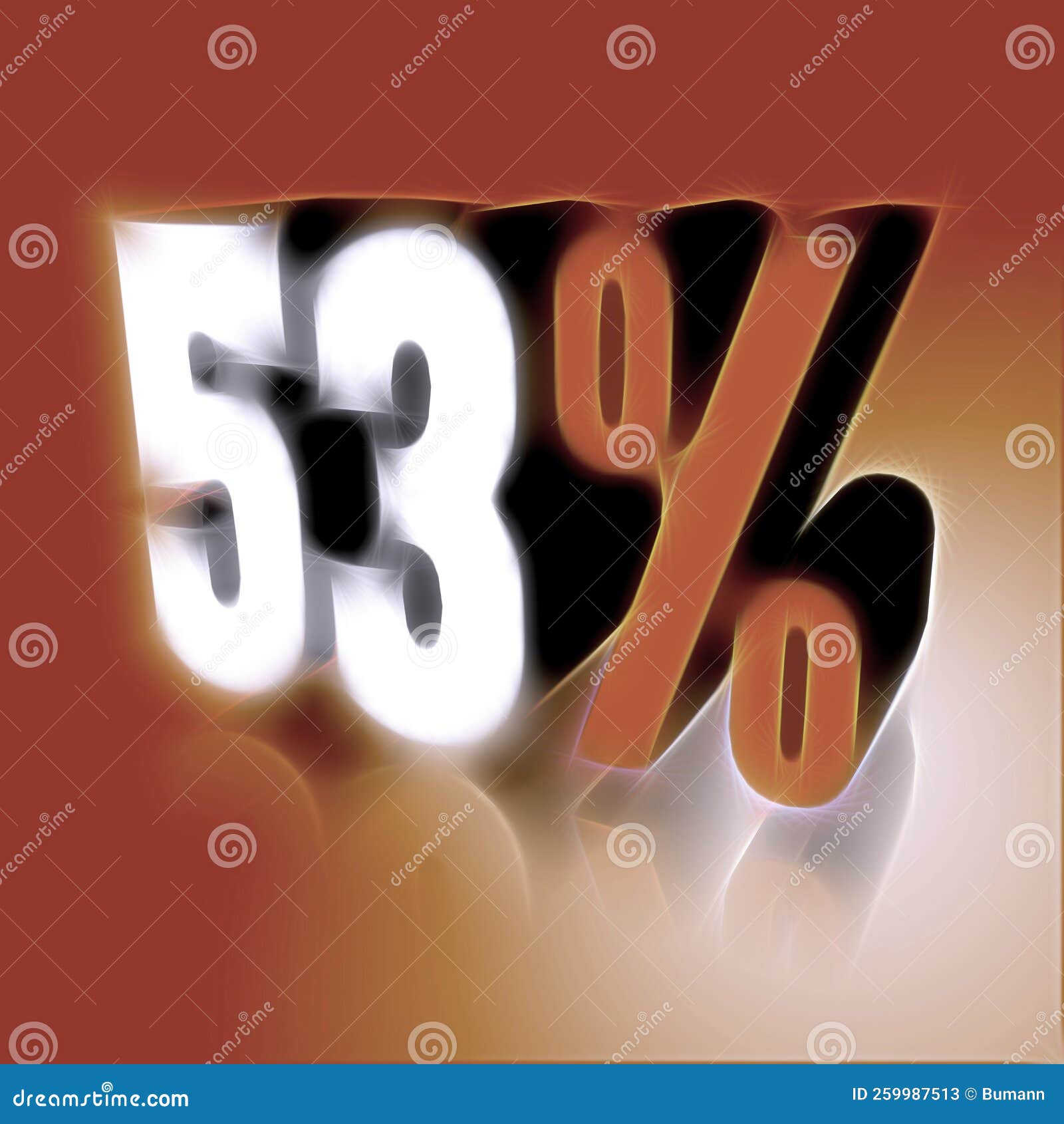 53 , 53 Percent As a 3D Illustration, 3D Rendering Stock Illustration ...