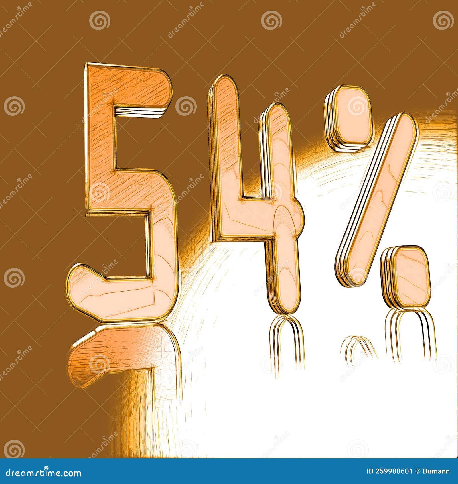 54 , 54 Percent As a 3D Illustration, 3D Rendering Stock Illustration ...