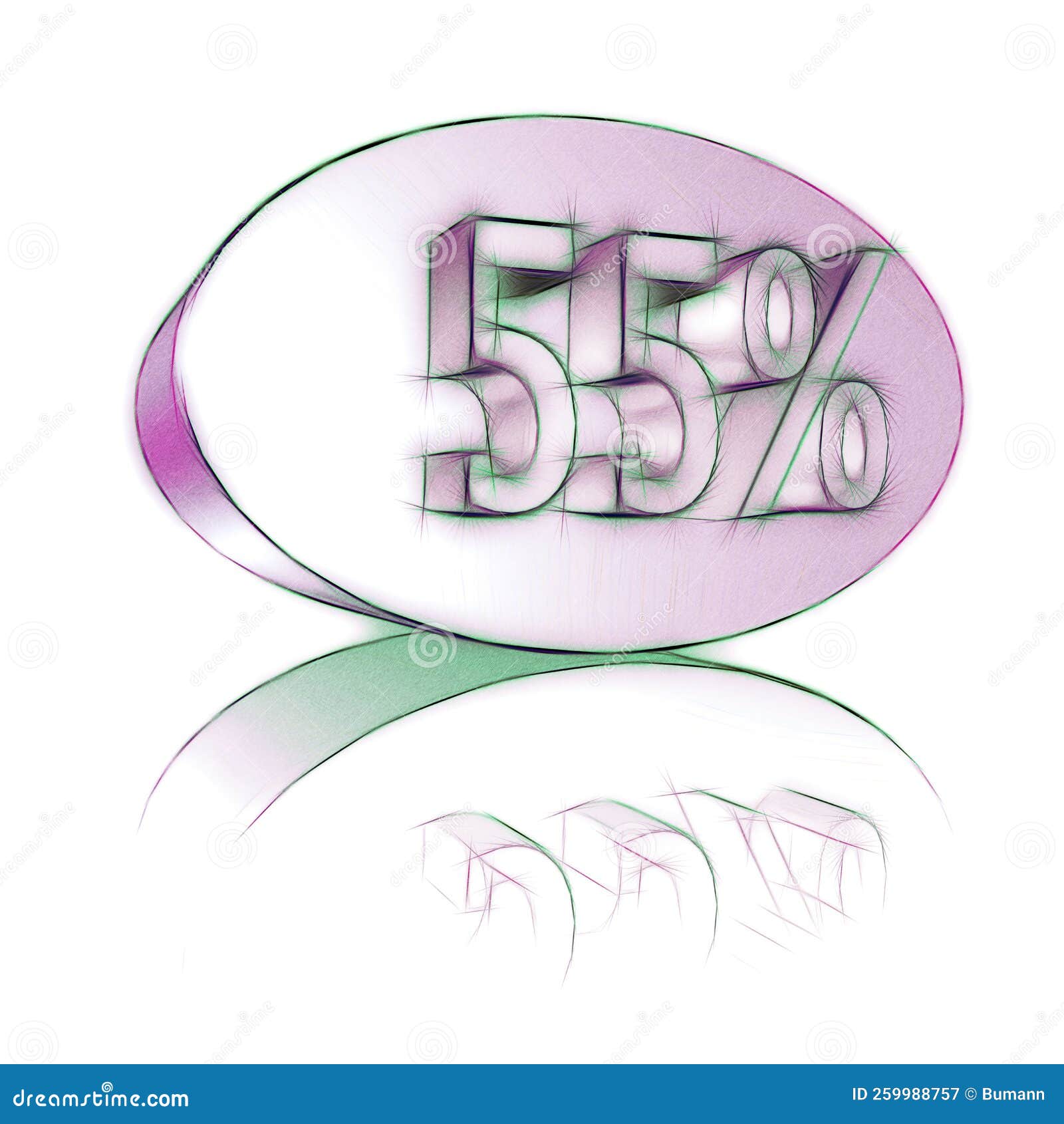 55 , 55 Percent As a 3D Illustration, 3D Rendering Stock Illustration ...