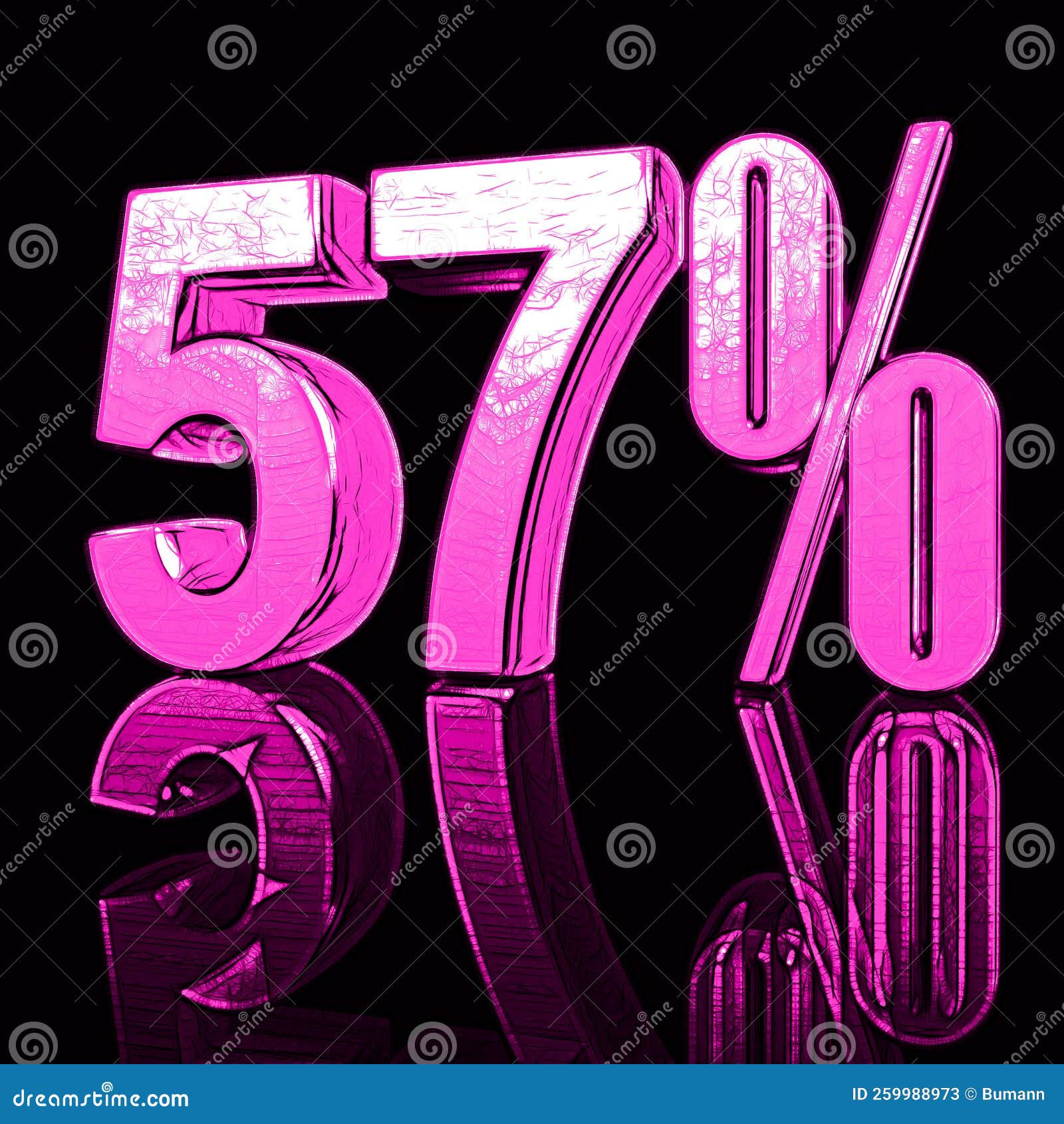 57 , 57 Percent As a 3D Illustration, 3D Rendering Stock Illustration ...