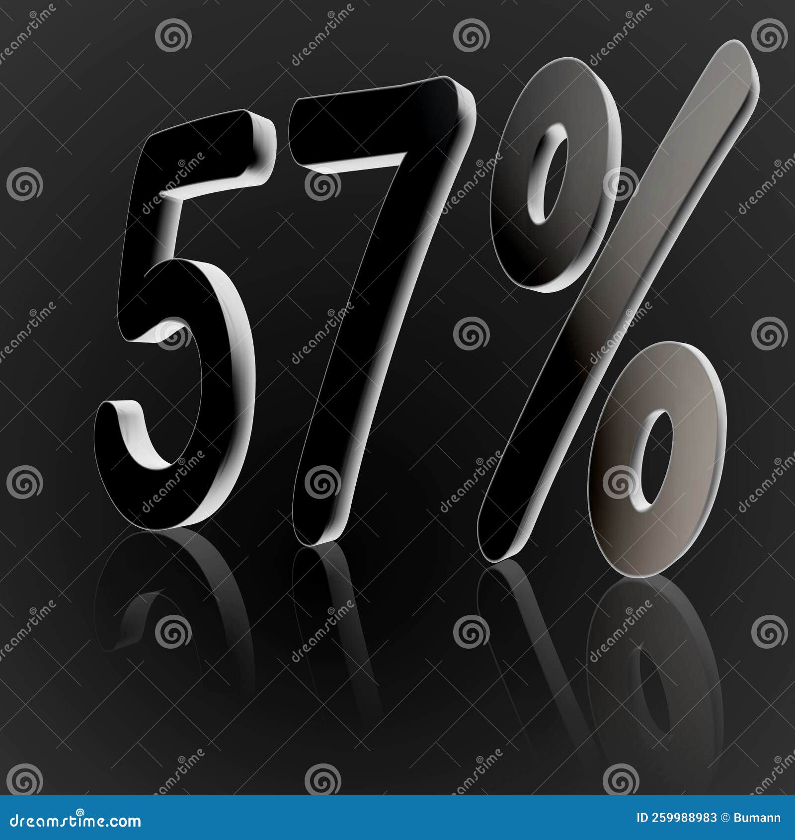 57 , 57 Percent As a 3D Illustration, 3D Rendering Stock Illustration ...