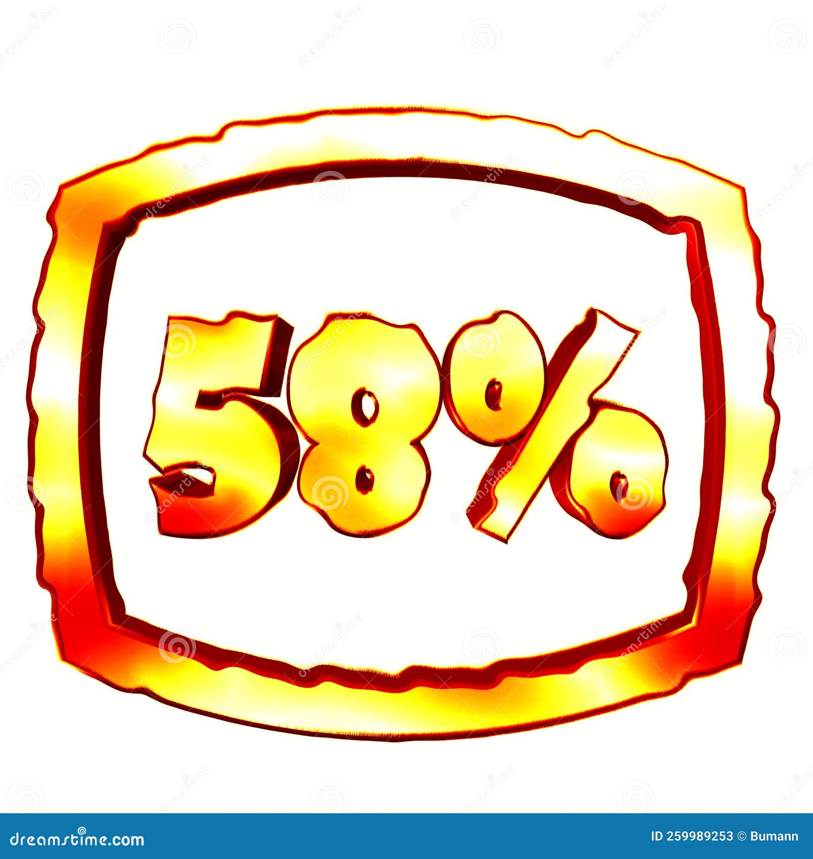 58 , 58 Percent As a 3D Illustration, 3D Rendering Stock Illustration ...