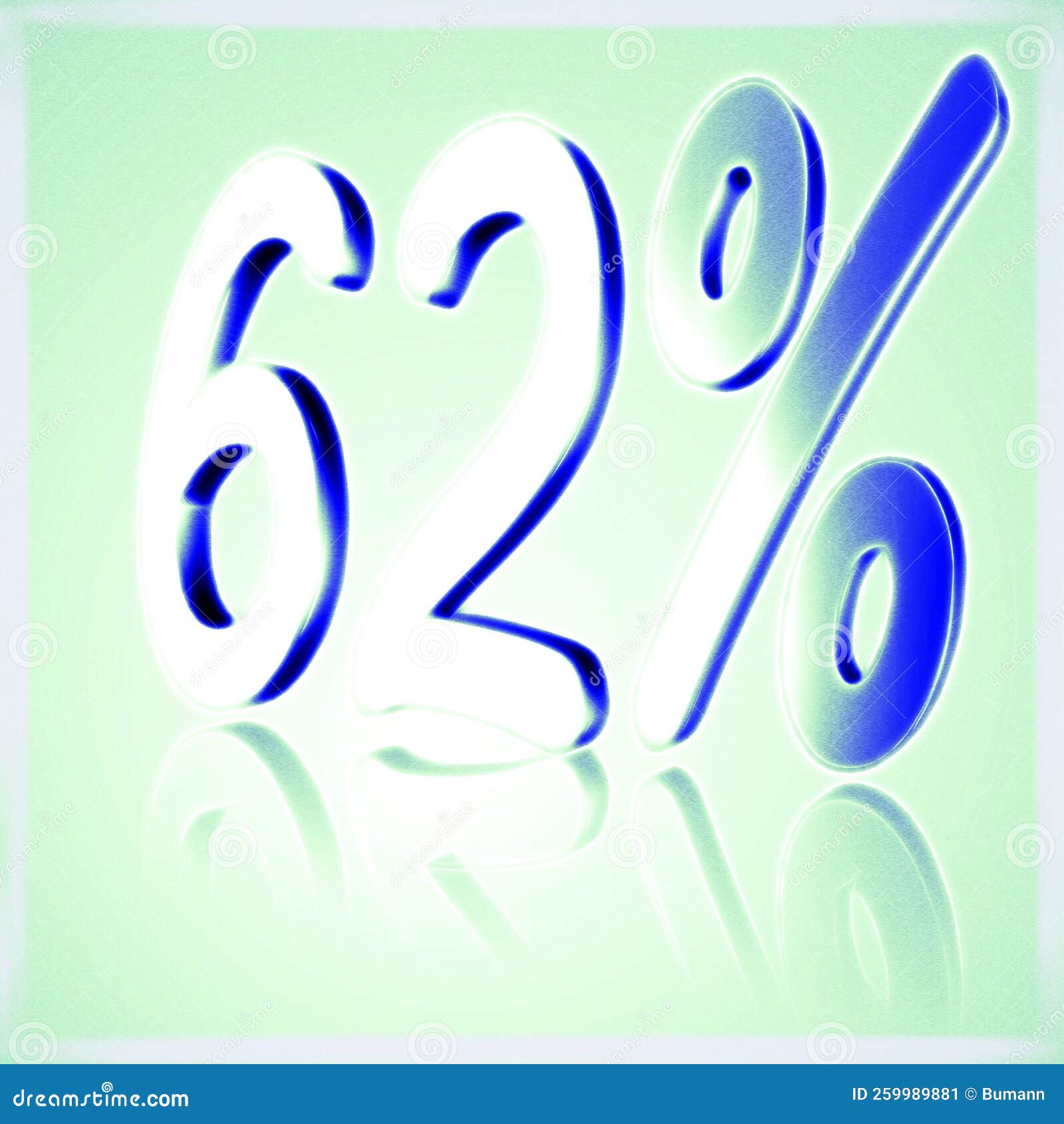 62 , 62 Percent As a 3D Illustration, 3D Rendering Stock Illustration ...