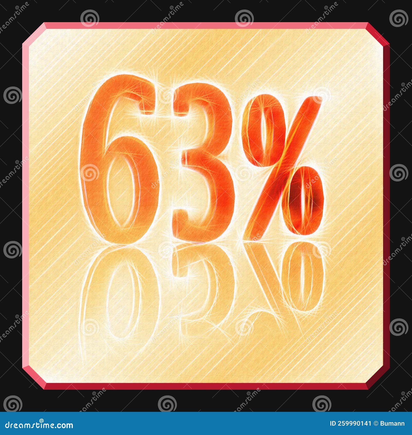 63 , 63 Percent As a 3D Illustration, 3D Rendering Stock Illustration ...