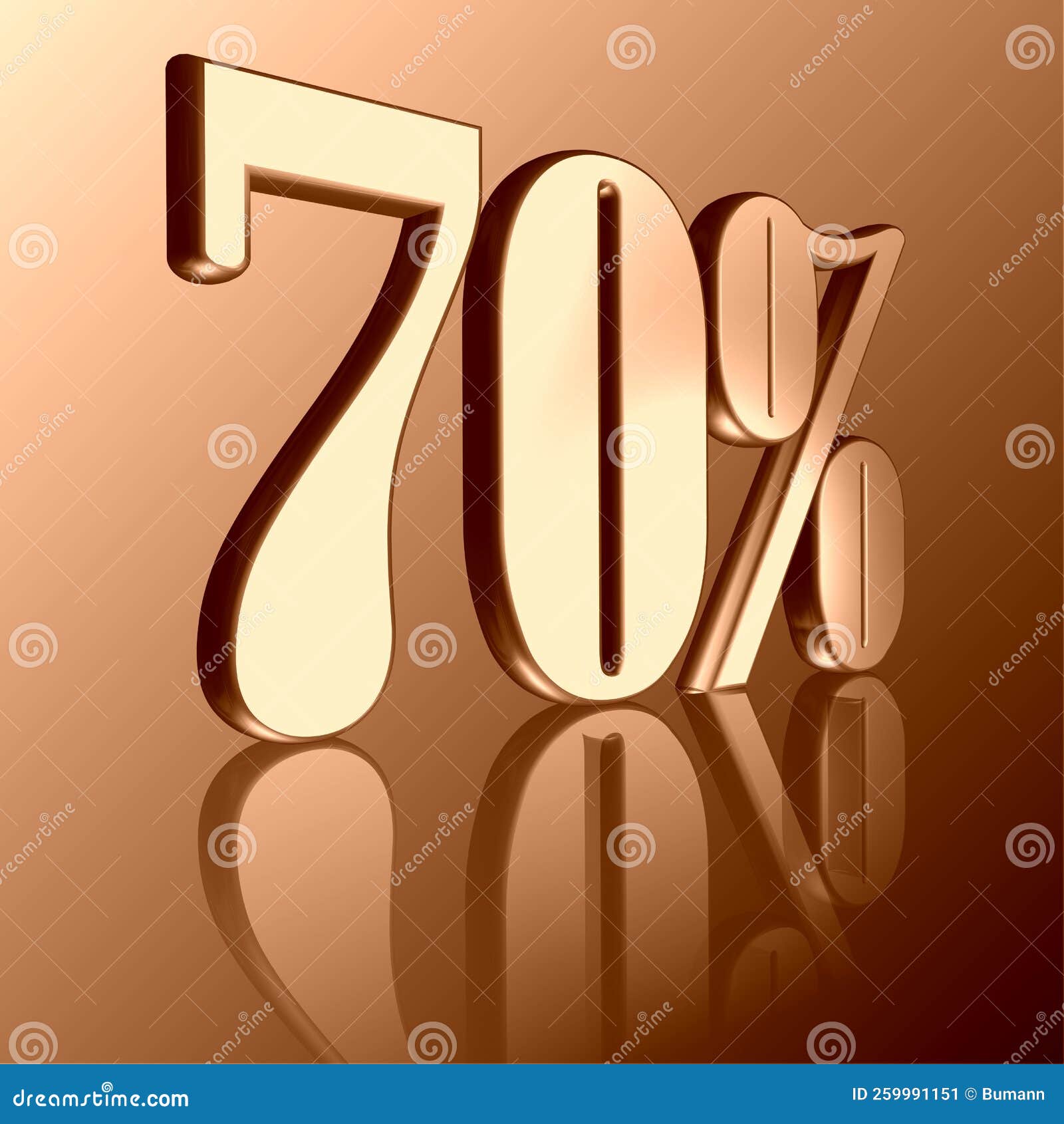 70 , 70 Percent As a 3D Illustration, 3D Rendering Stock Illustration ...