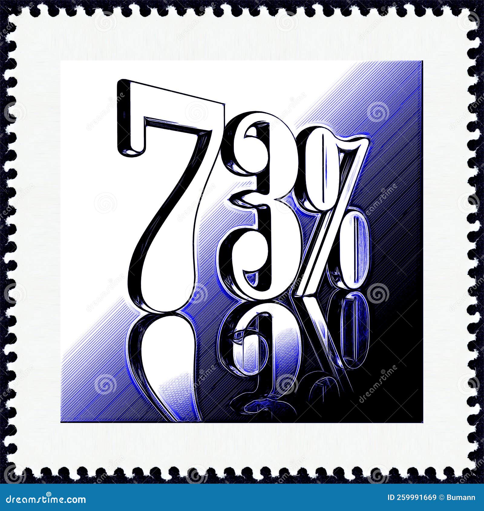 73 , 73 Percent As a 3D Illustration, 3D Rendering Stock Illustration ...