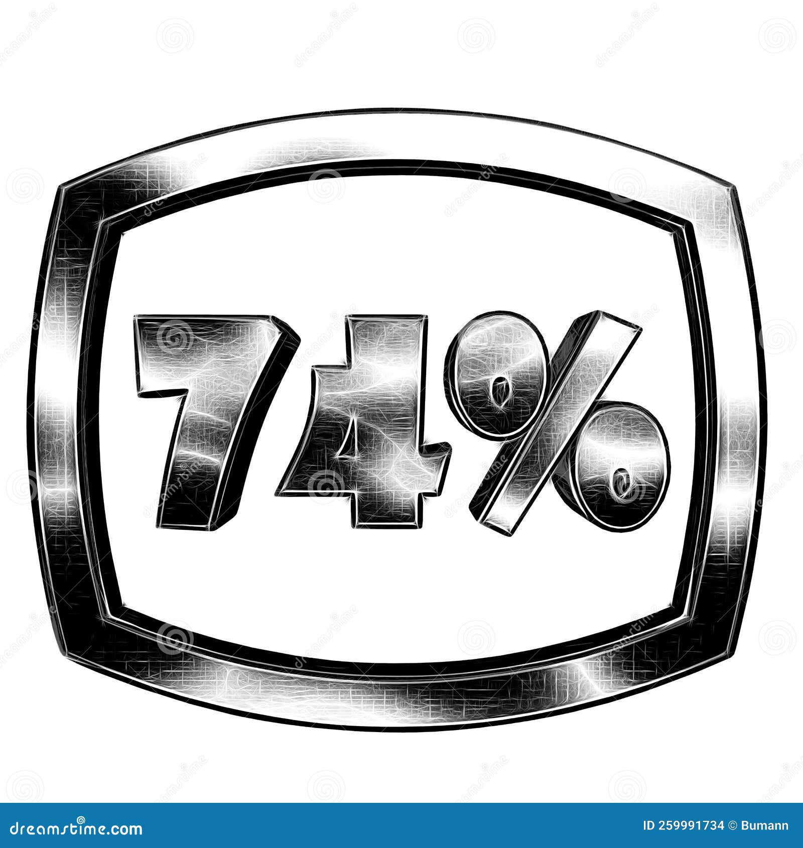 74 , 74 Percent As a 3D Illustration, 3D Rendering Stock Illustration ...