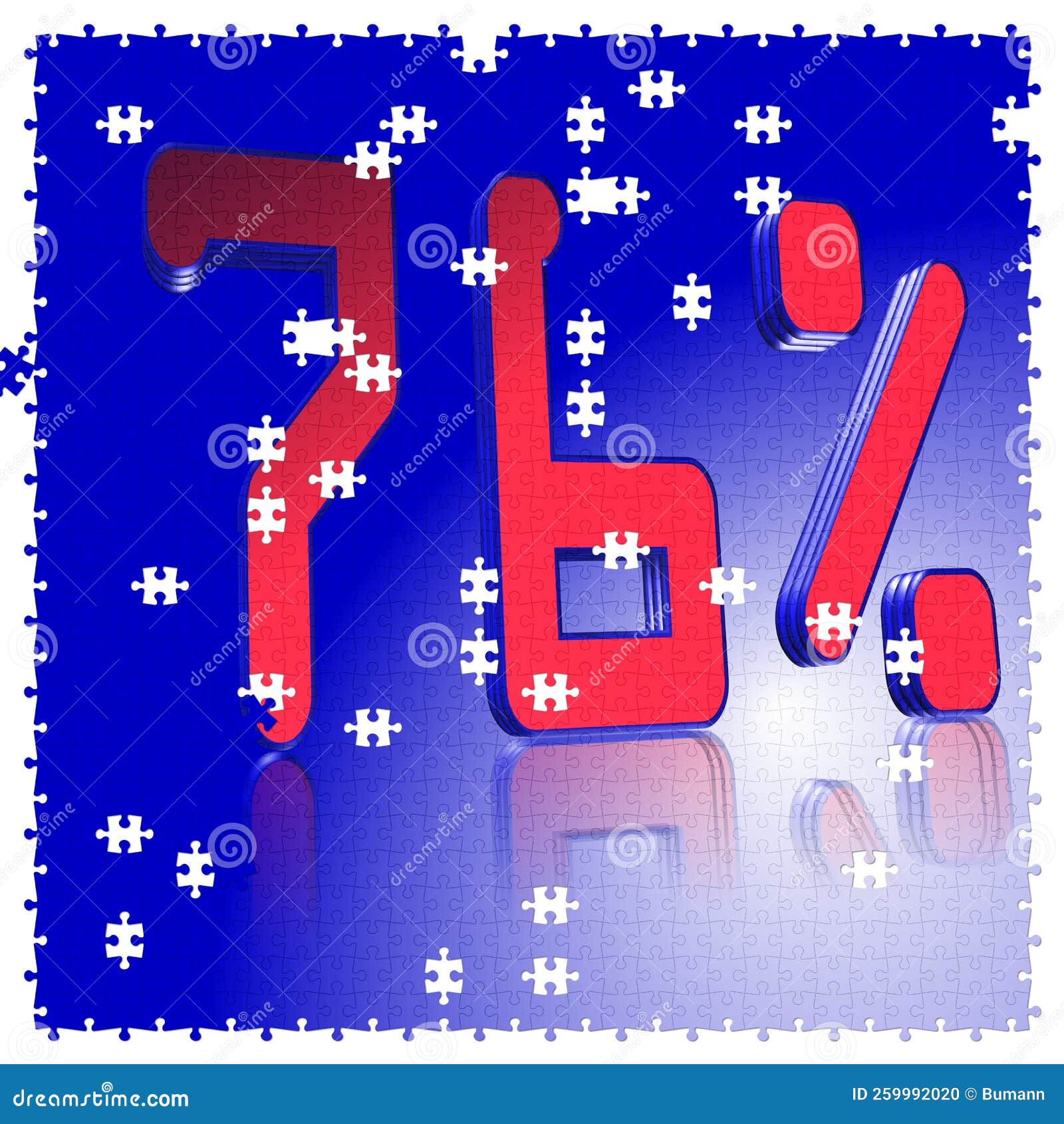 76 , 76 Percent As a 3D Illustration, 3D Rendering Stock Illustration ...