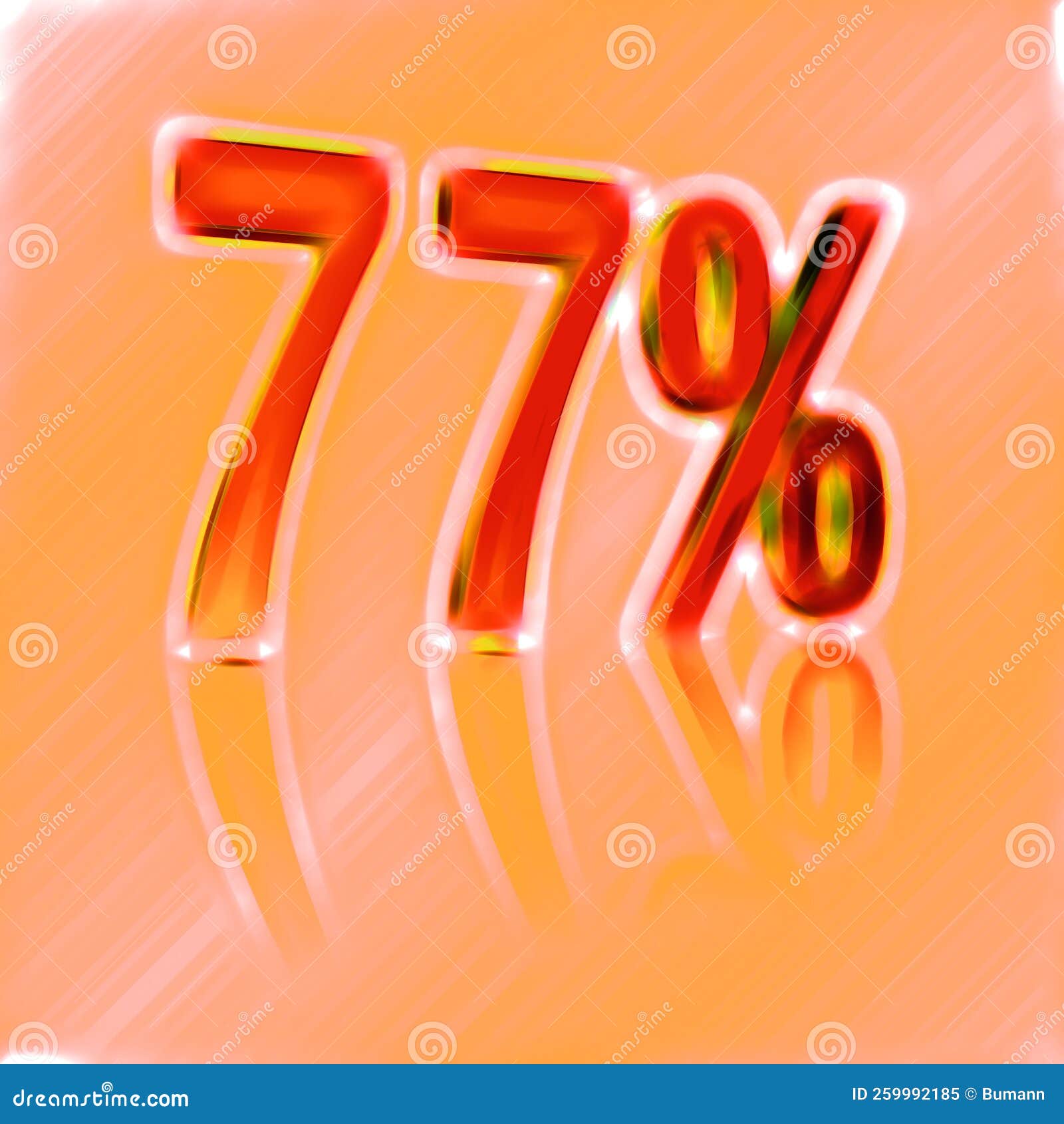 77 , 77 Percent As a 3D Illustration, 3D Rendering Stock Illustration ...