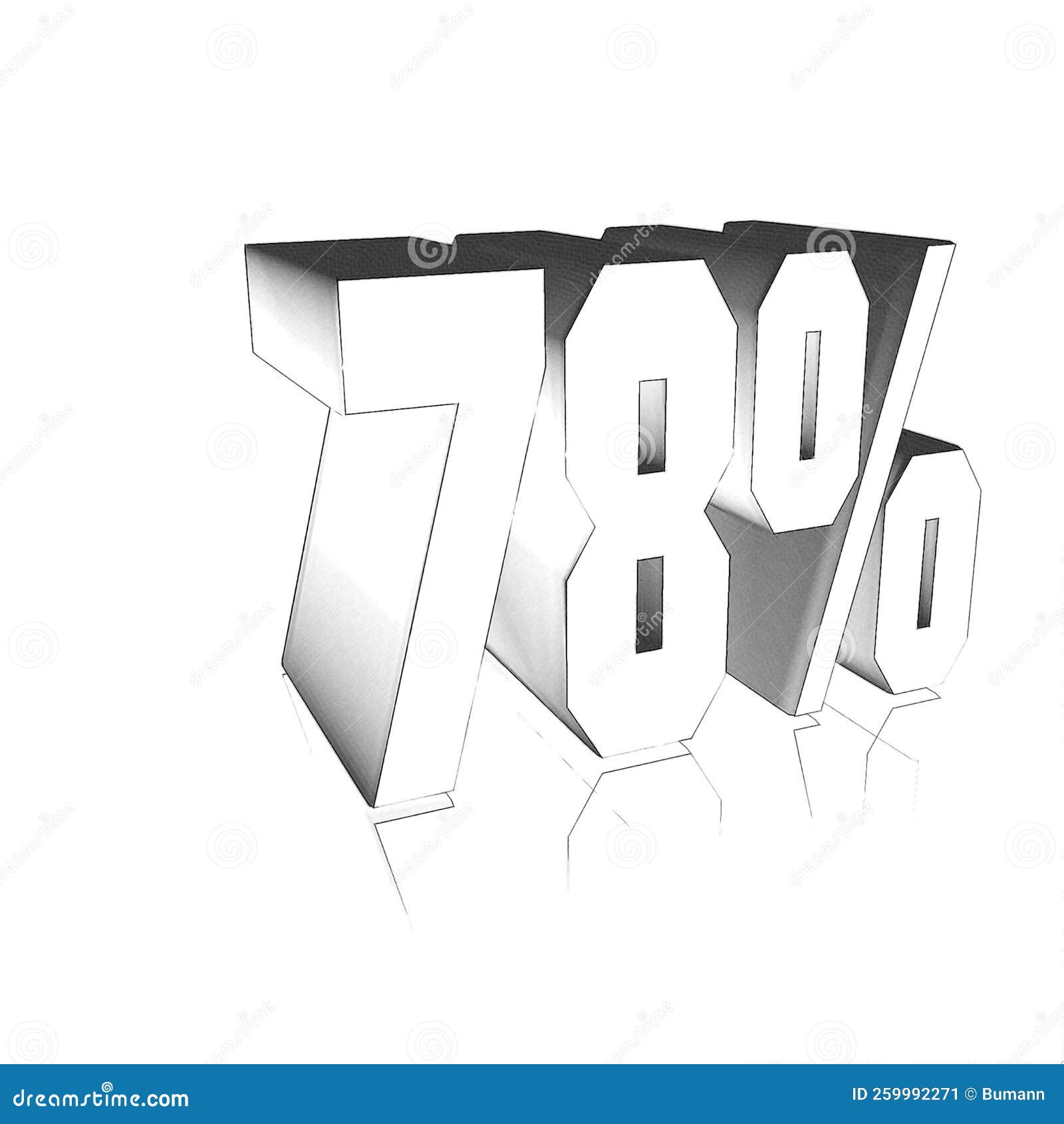78 , 78 Percent As a 3D Illustration, 3D Rendering Stock Illustration ...