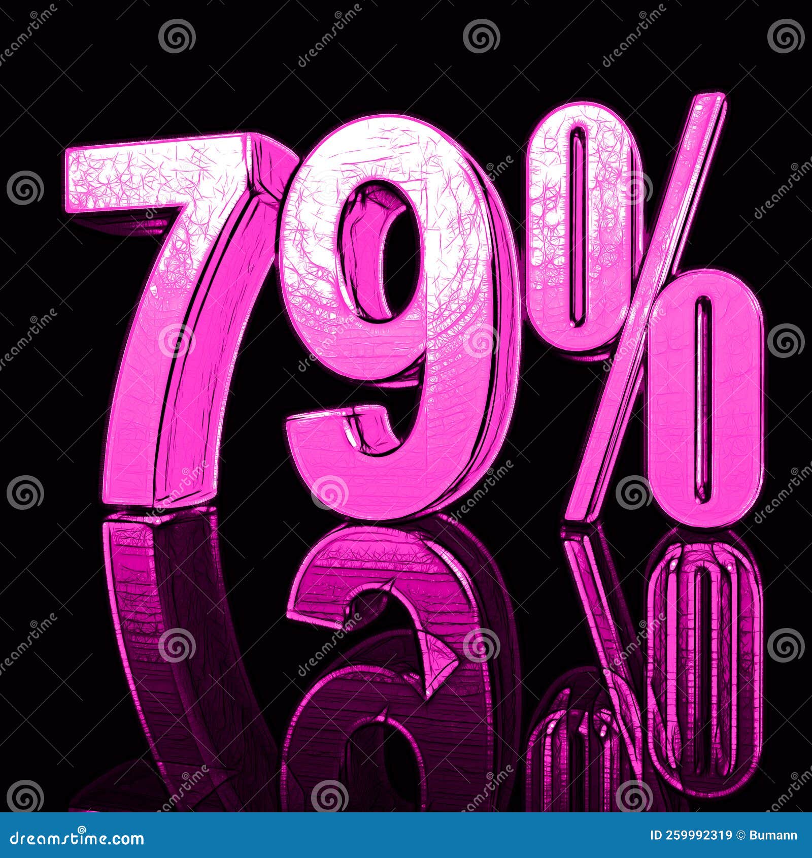 79 , 79 Percent As a 3D Illustration, 3D Rendering Stock Illustration ...