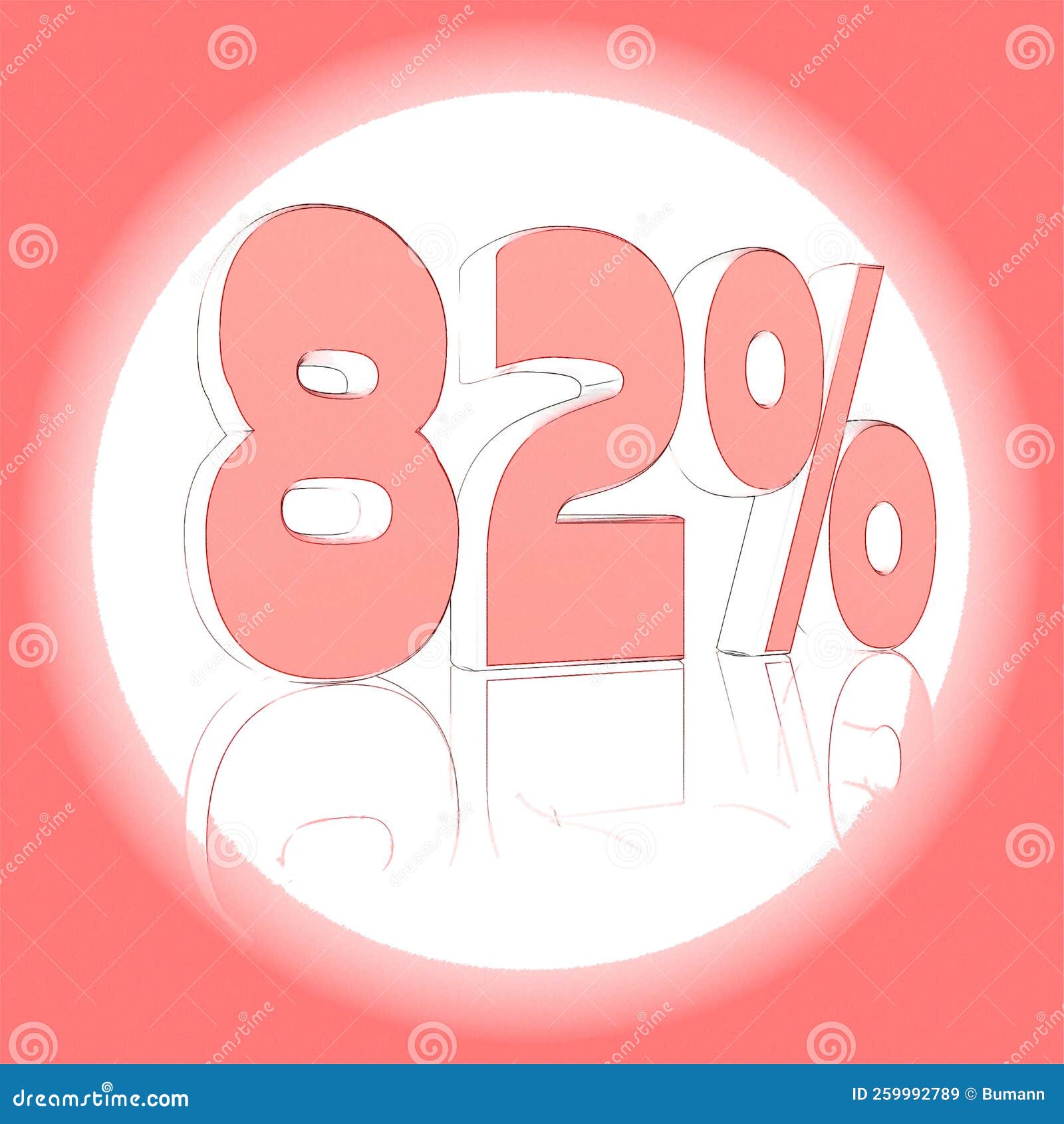 82 , 82 Percent As a 3D Illustration, 3D Rendering Stock Illustration ...