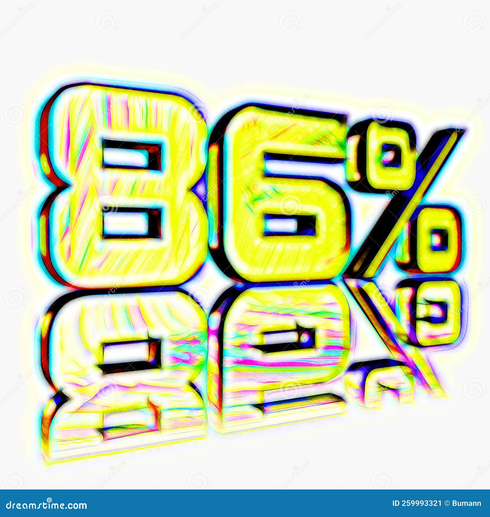 86 , 86 Percent As a 3D Illustration, 3D Rendering Stock Illustration ...