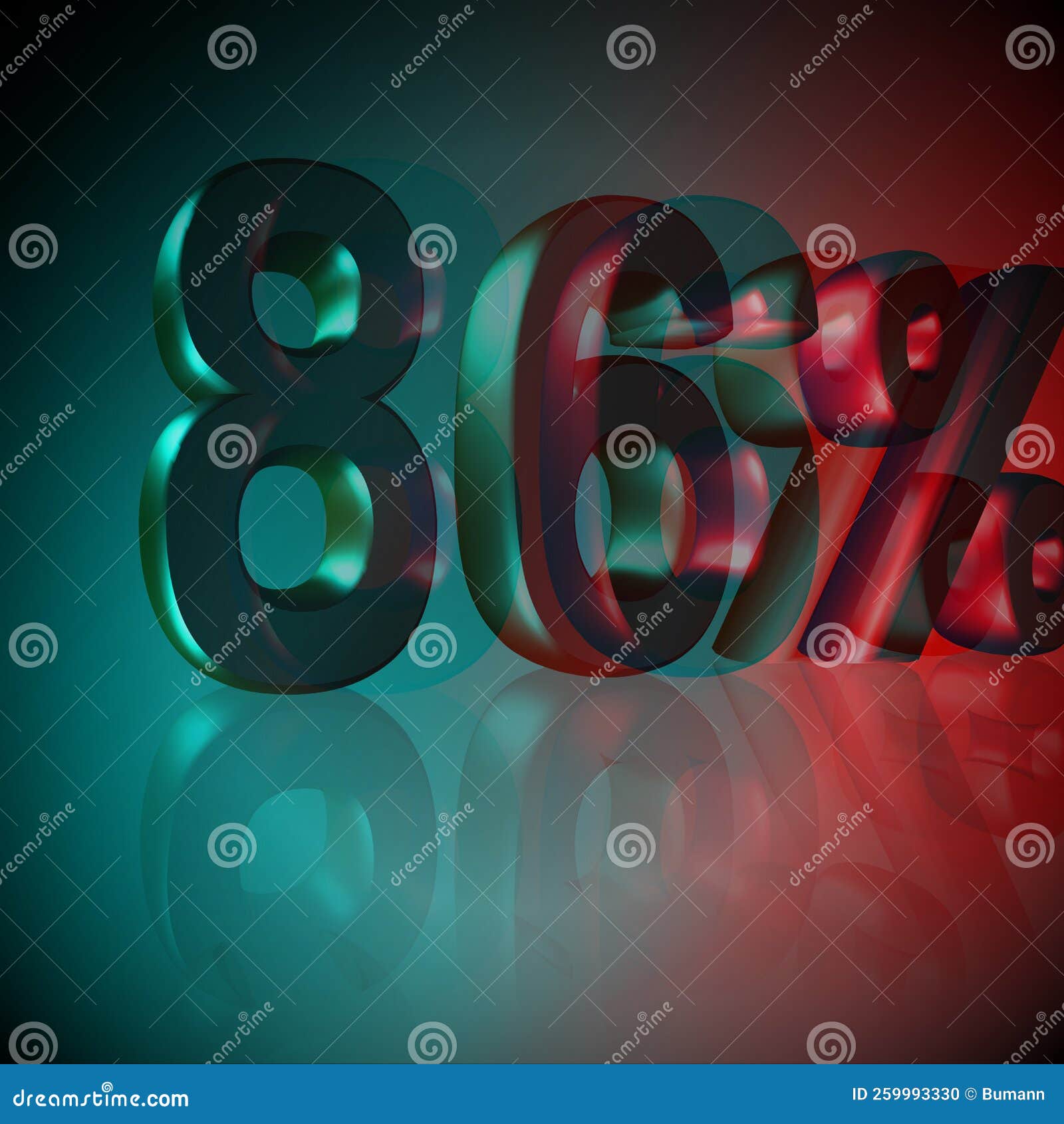 86 , 86 Percent As a 3D Illustration, 3D Rendering Stock Illustration ...