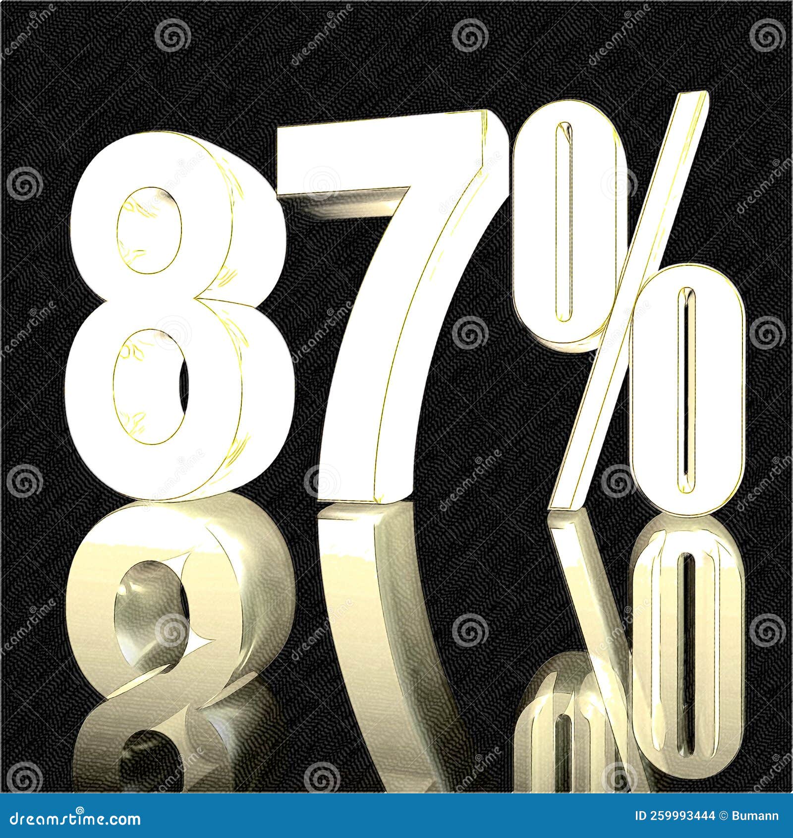 87 , 87 Percent As a 3D Illustration, 3D Rendering Stock Illustration ...