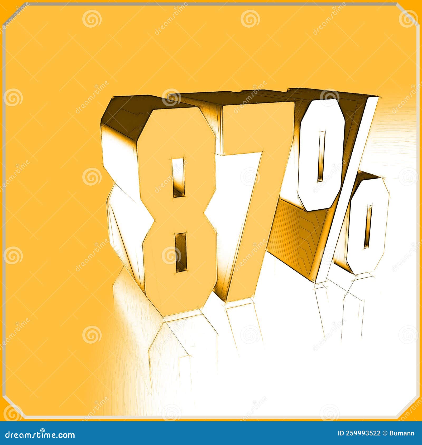 87 , 87 Percent As a 3D Illustration, 3D Rendering Stock Illustration ...