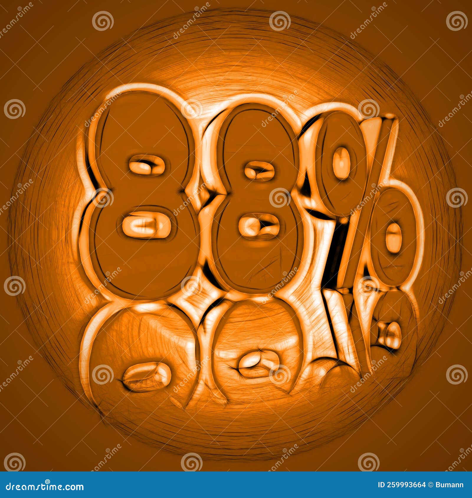 88 , 88 Percent As a 3D Illustration, 3D Rendering Stock Illustration ...