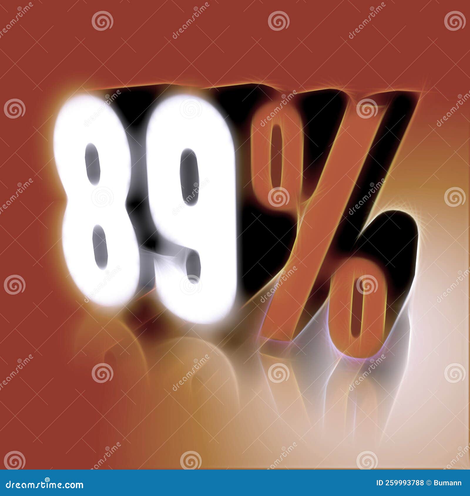 89 , 89 Percent As a 3D Illustration, 3D Rendering Stock Illustration ...