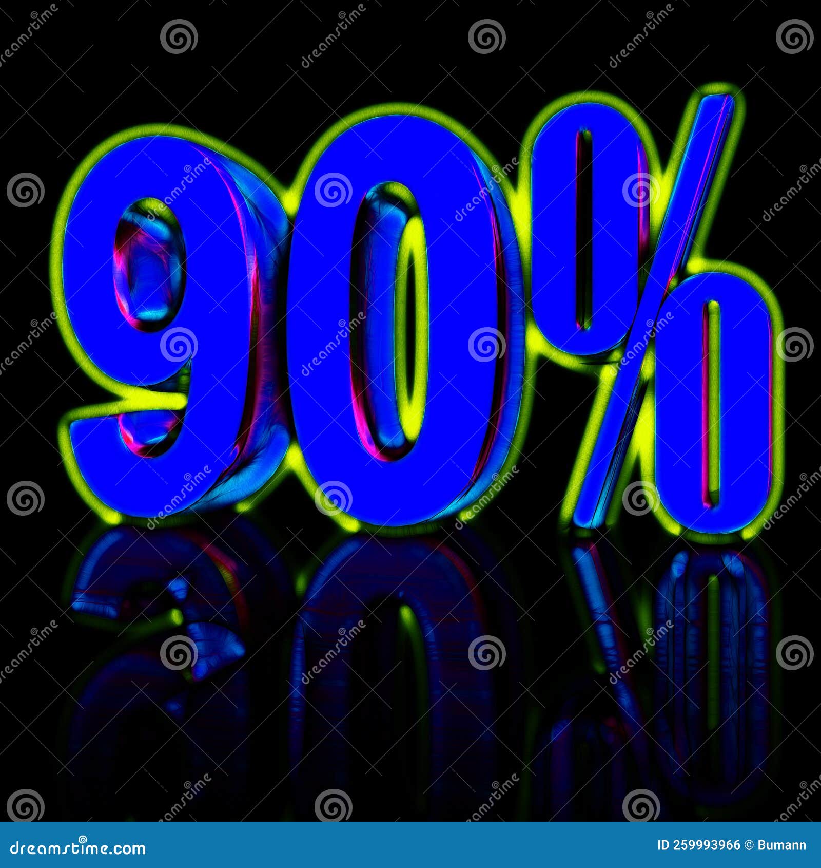 90 , 90 Percent As a 3D Illustration, 3D Rendering Stock Illustration ...