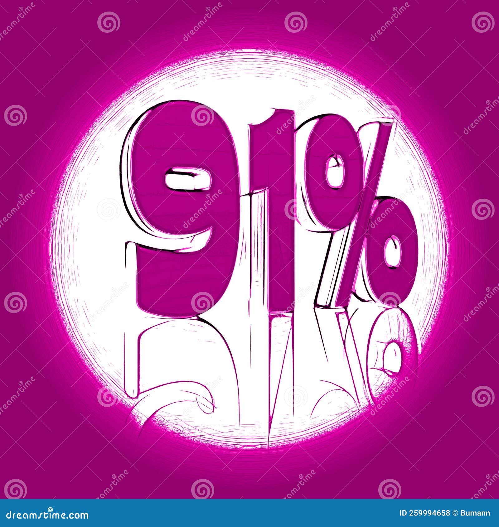 91 , 91 Percent As a 3D Illustration, 3D Rendering Stock Illustration ...