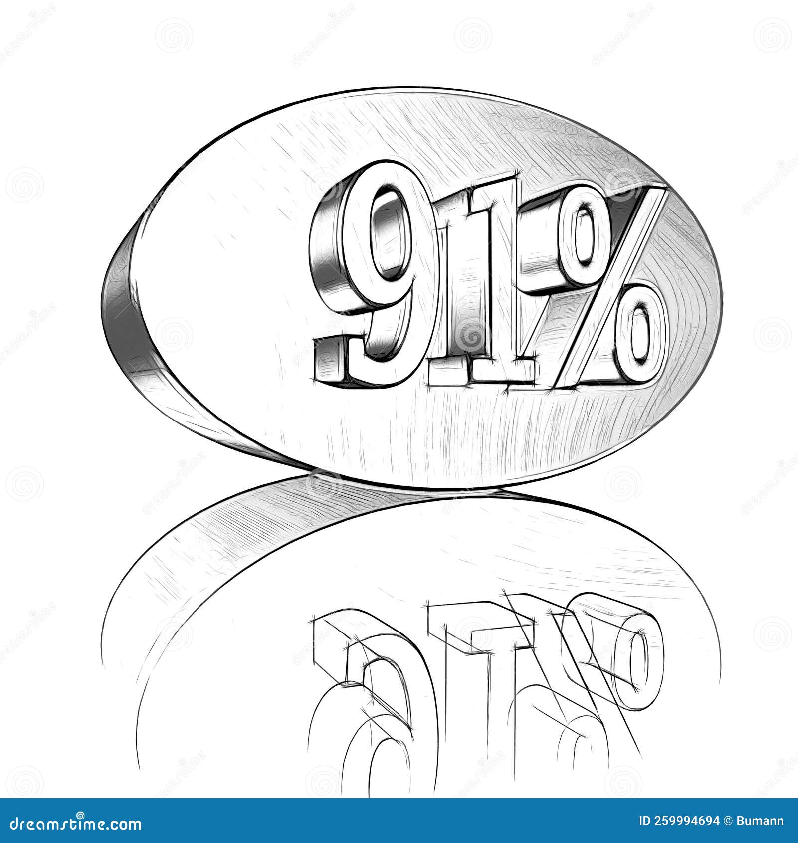 91 , 91 Percent As a 3D Illustration, 3D Rendering Stock Illustration ...