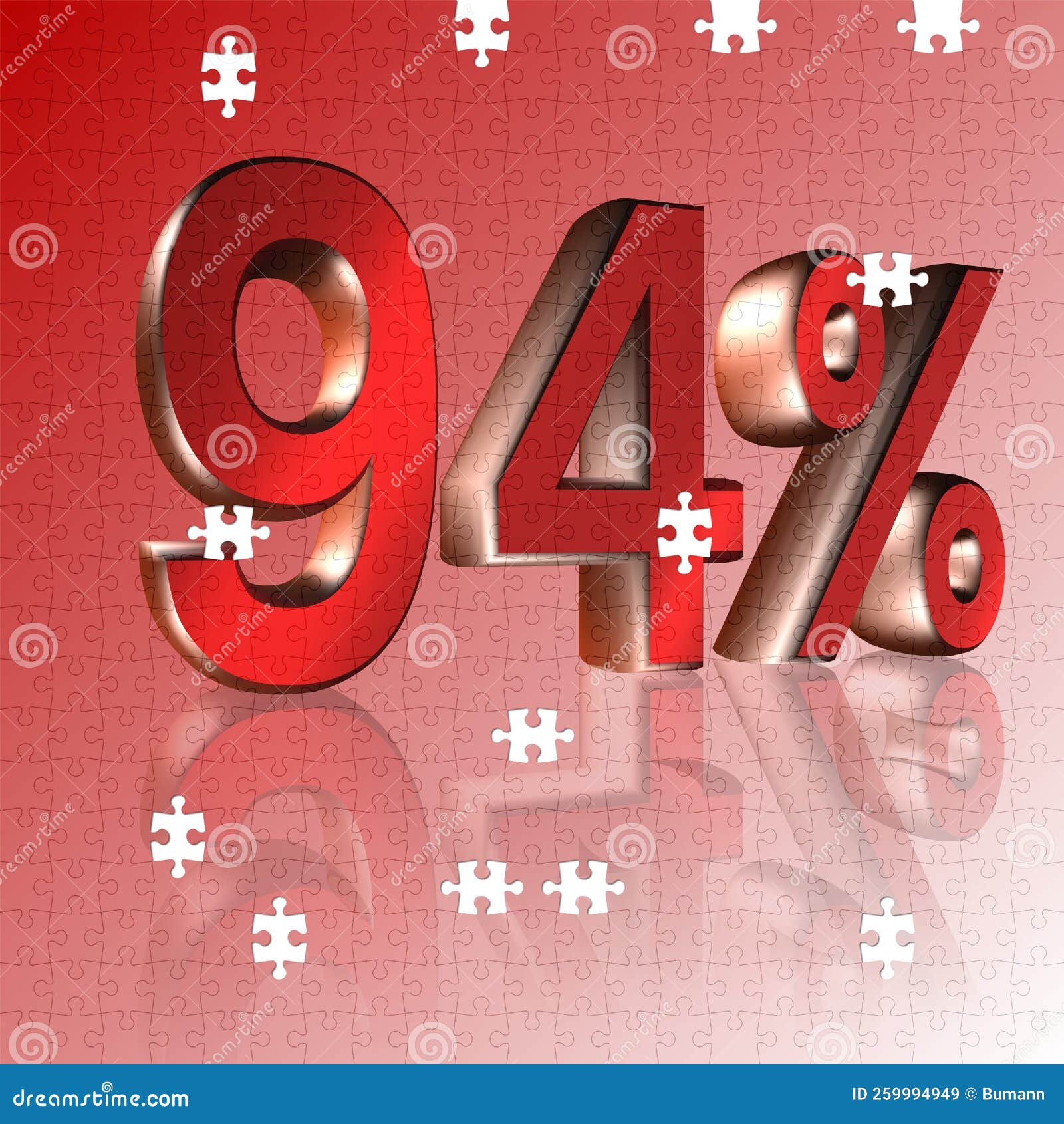 94 , 94 Percent As a 3D Illustration, 3D Rendering Stock Illustration ...