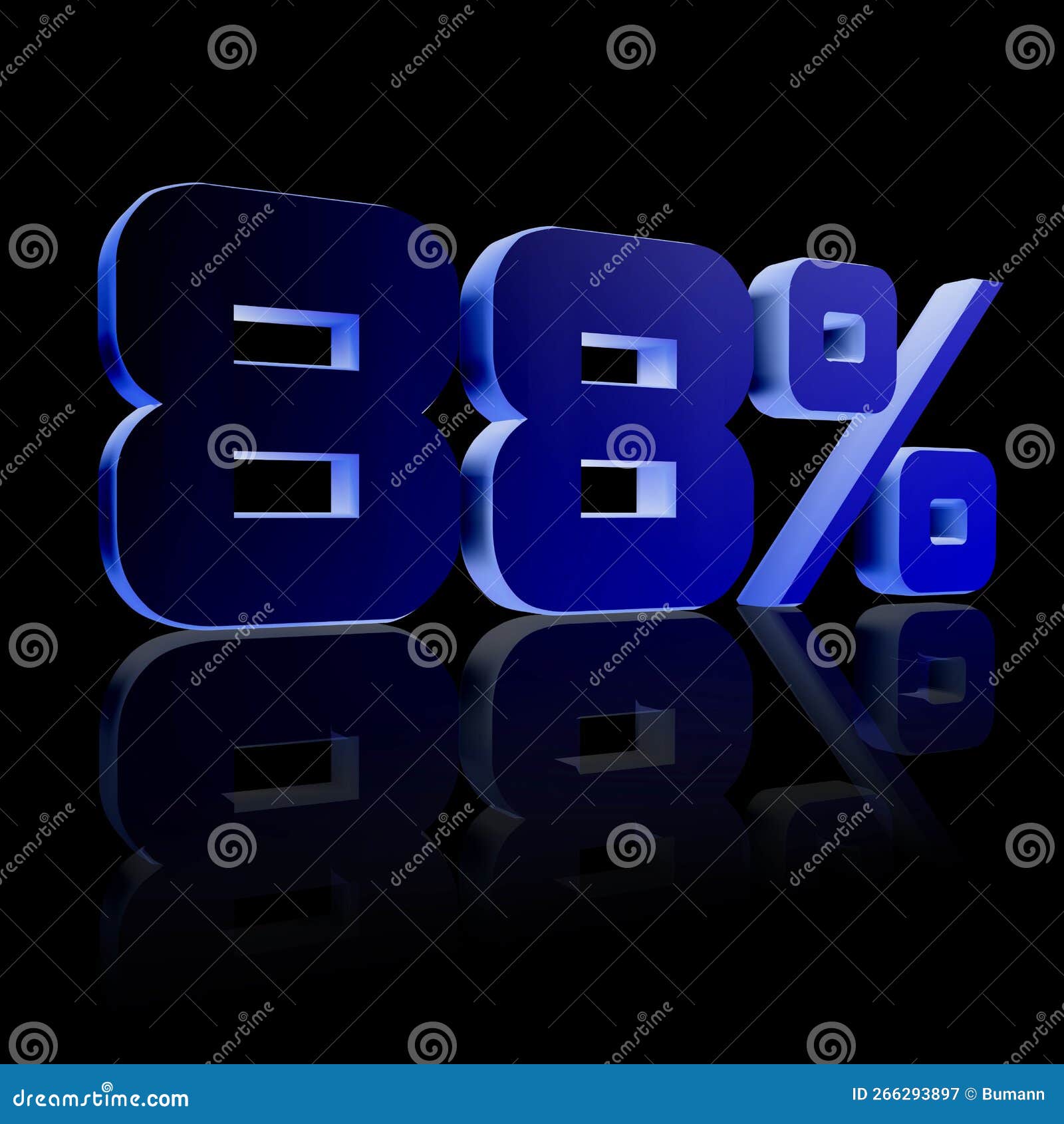 88 , 88 Percent As a 3D Illustration, 3D Rendering Stock Illustration ...