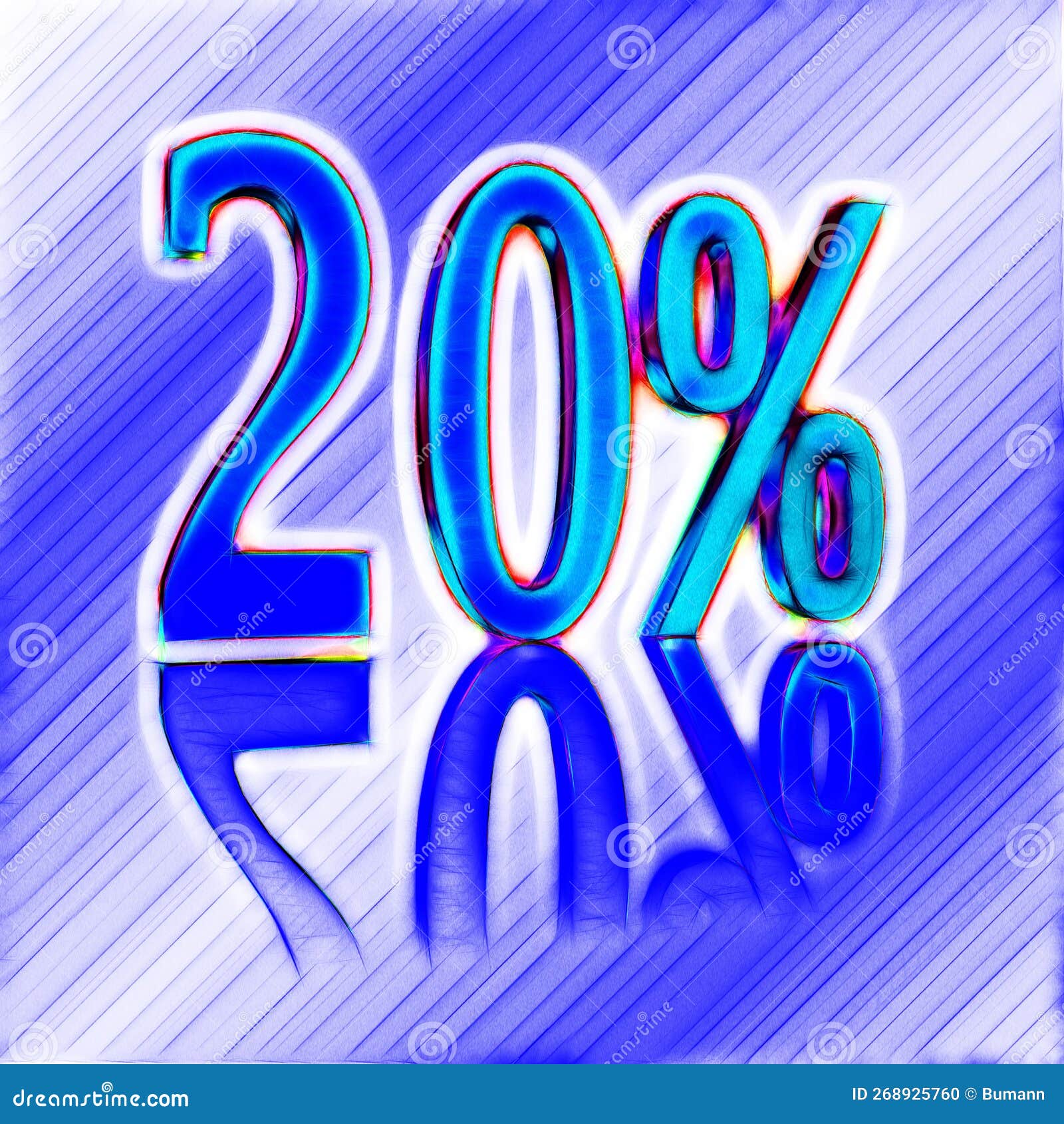 20 , 20 Percent As a 3D Illustration, 3D Rendering Stock Illustration ...
